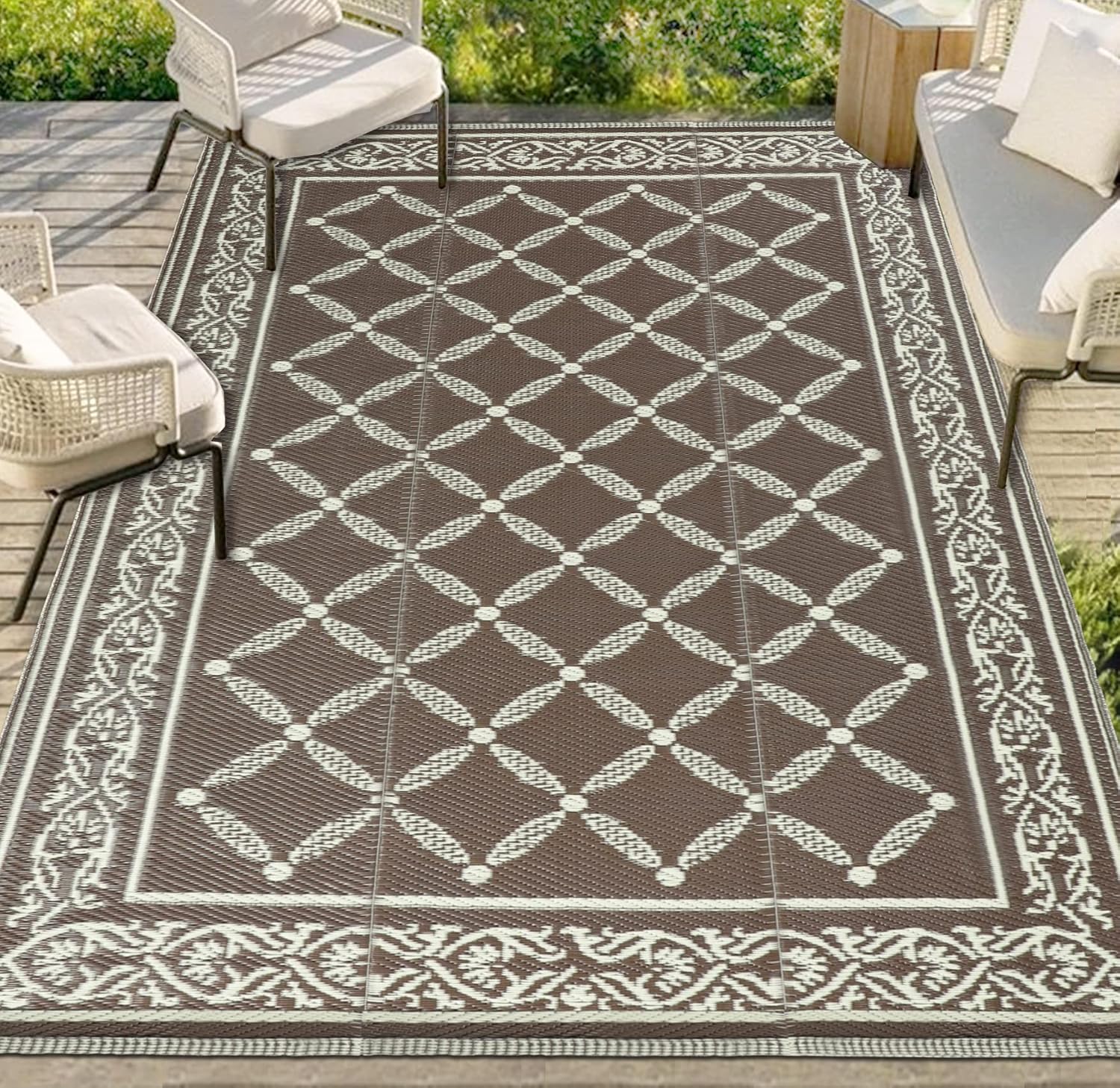 Amazon.com: Capslpad Outdoor Patio Rug 4'x6' Plastic Straw Rug ...