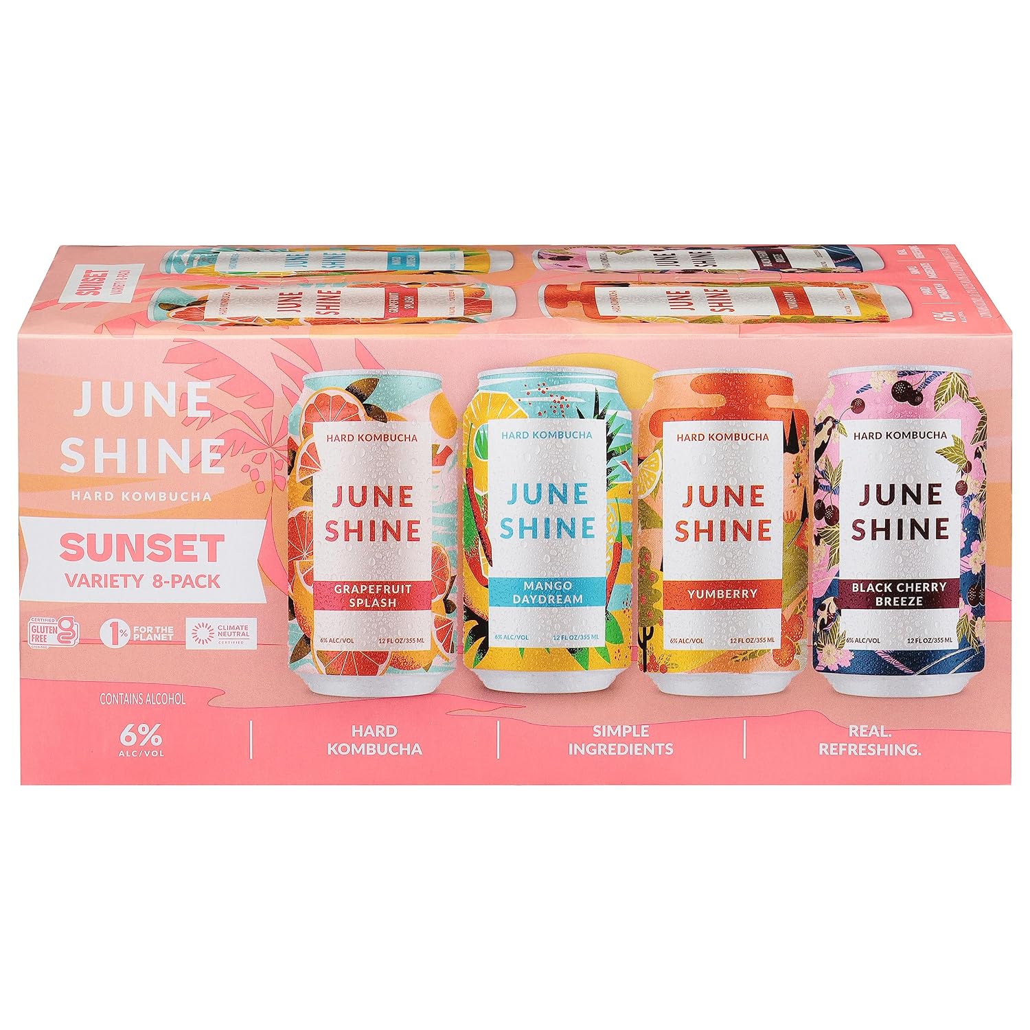 Amazon.com: Juneshine, Hard Kombucha Sunset Variety, 8pk, 12 Fl Oz Cans ...