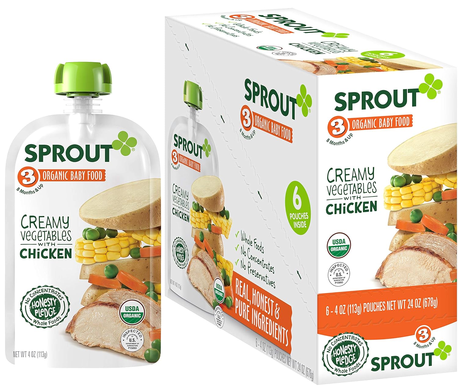 Amazon.com: Sprout Organic Baby Food Pouches Stage 3, Creamy Vegetables ...