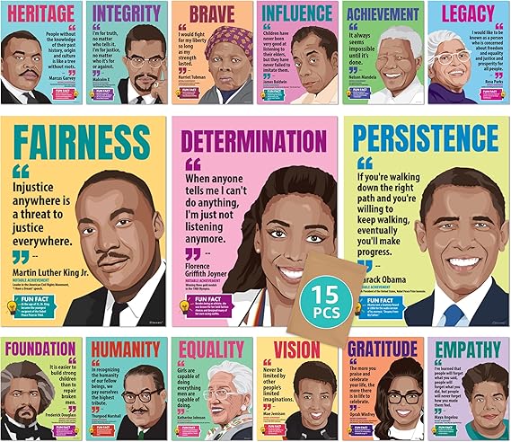 Decorably FAMOUS BLACK PEOPLE 15 Black History Posters for Classroom ...