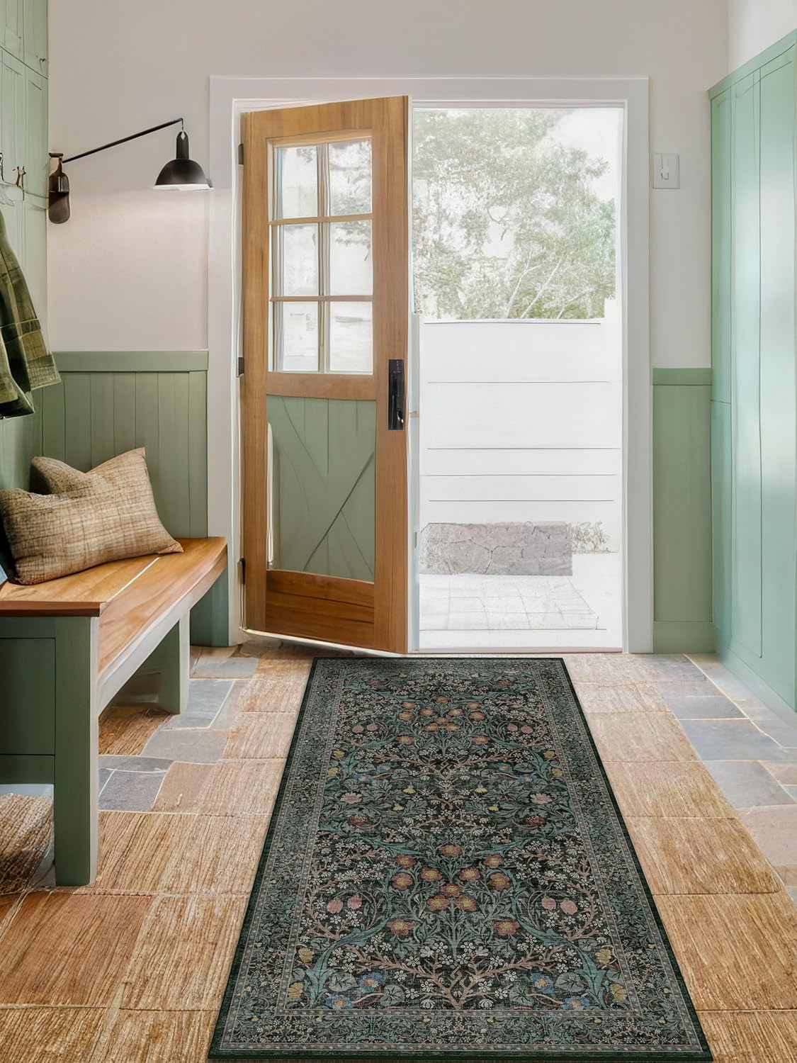 Amazon.com: Dark Green Washable 3x6 Large Entryway Runner Rug Indoor ...