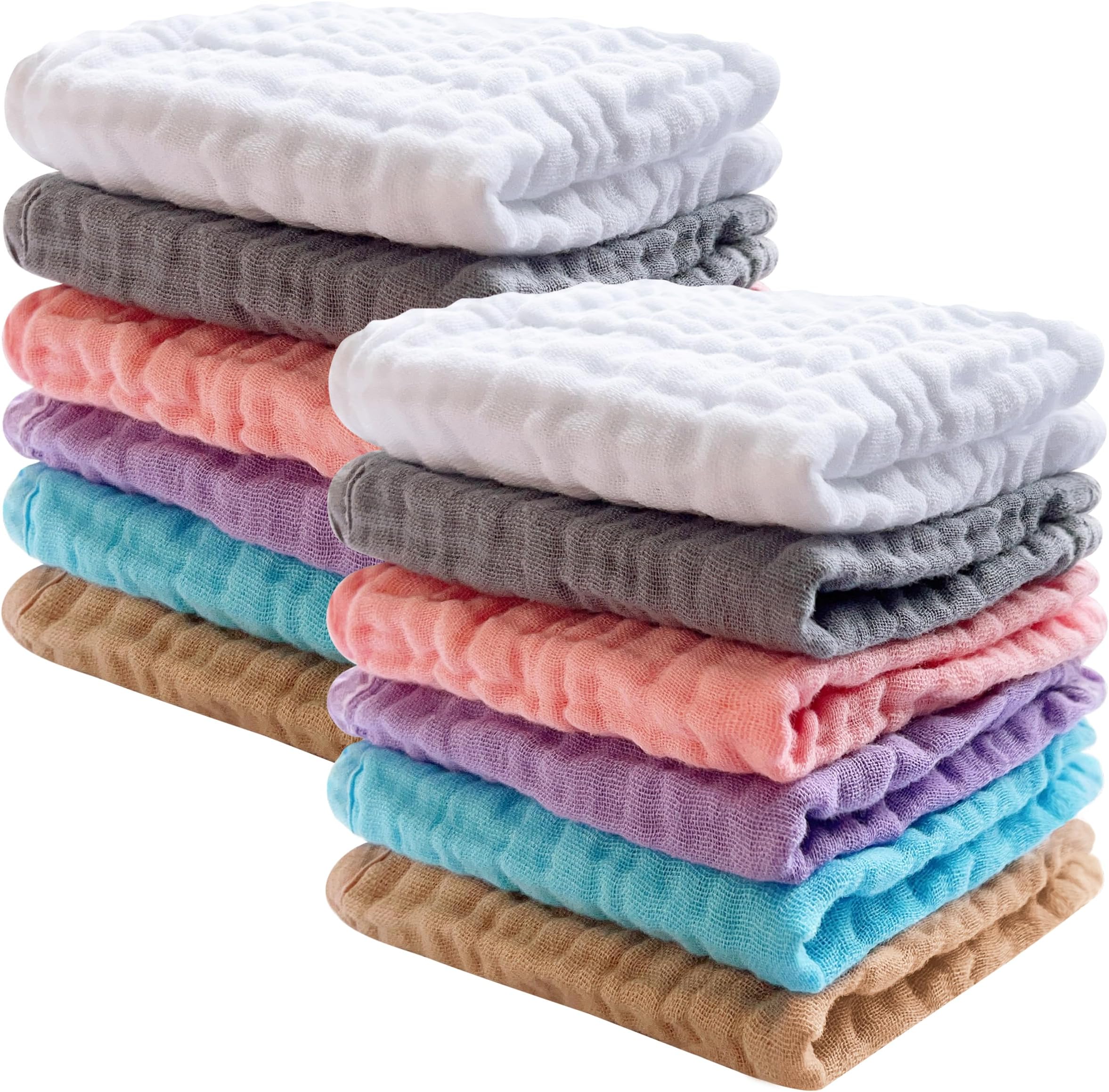 Amazon.com : SWEET DOLPHIN 12 Pack Baby Muslin Washcloths - Soft Face ...