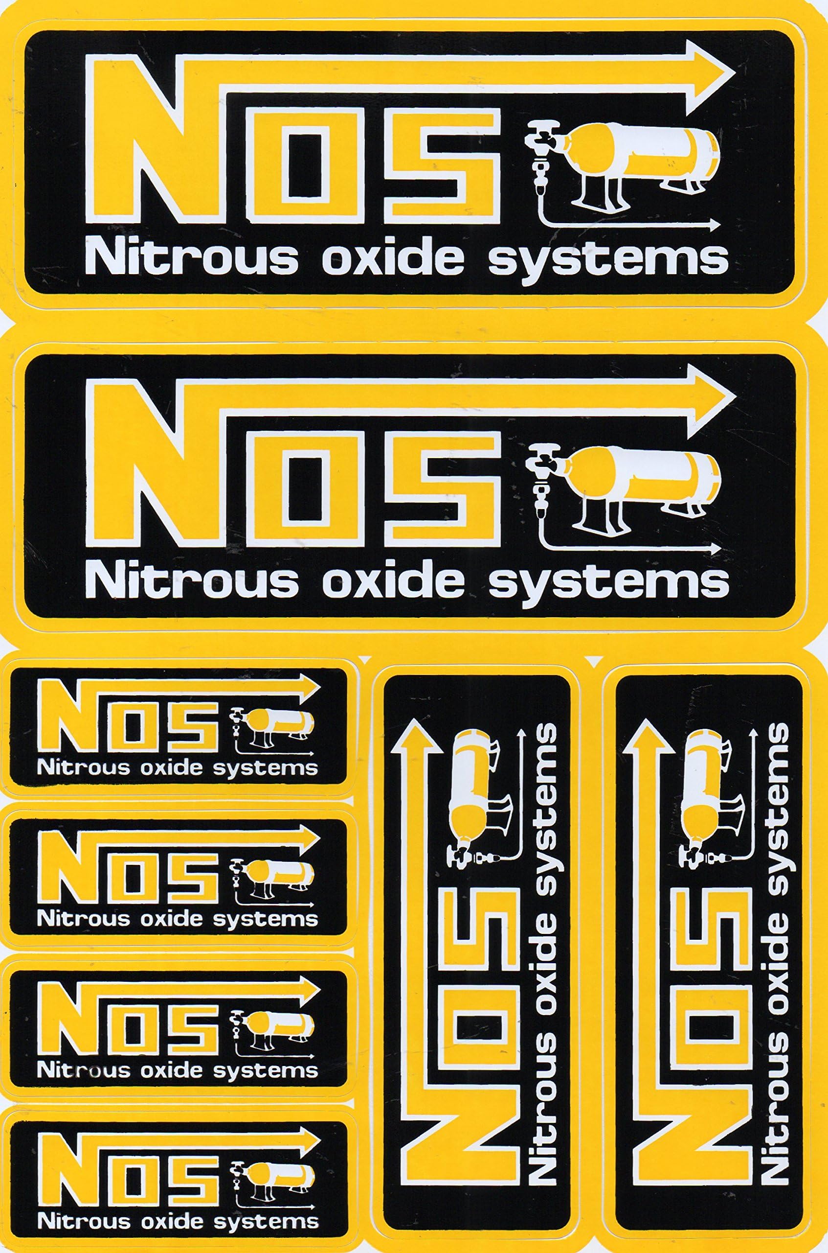 Amazon.com: NOS N.O.S. yellow Decal Sticker Tuning Racing Sheet Size ...