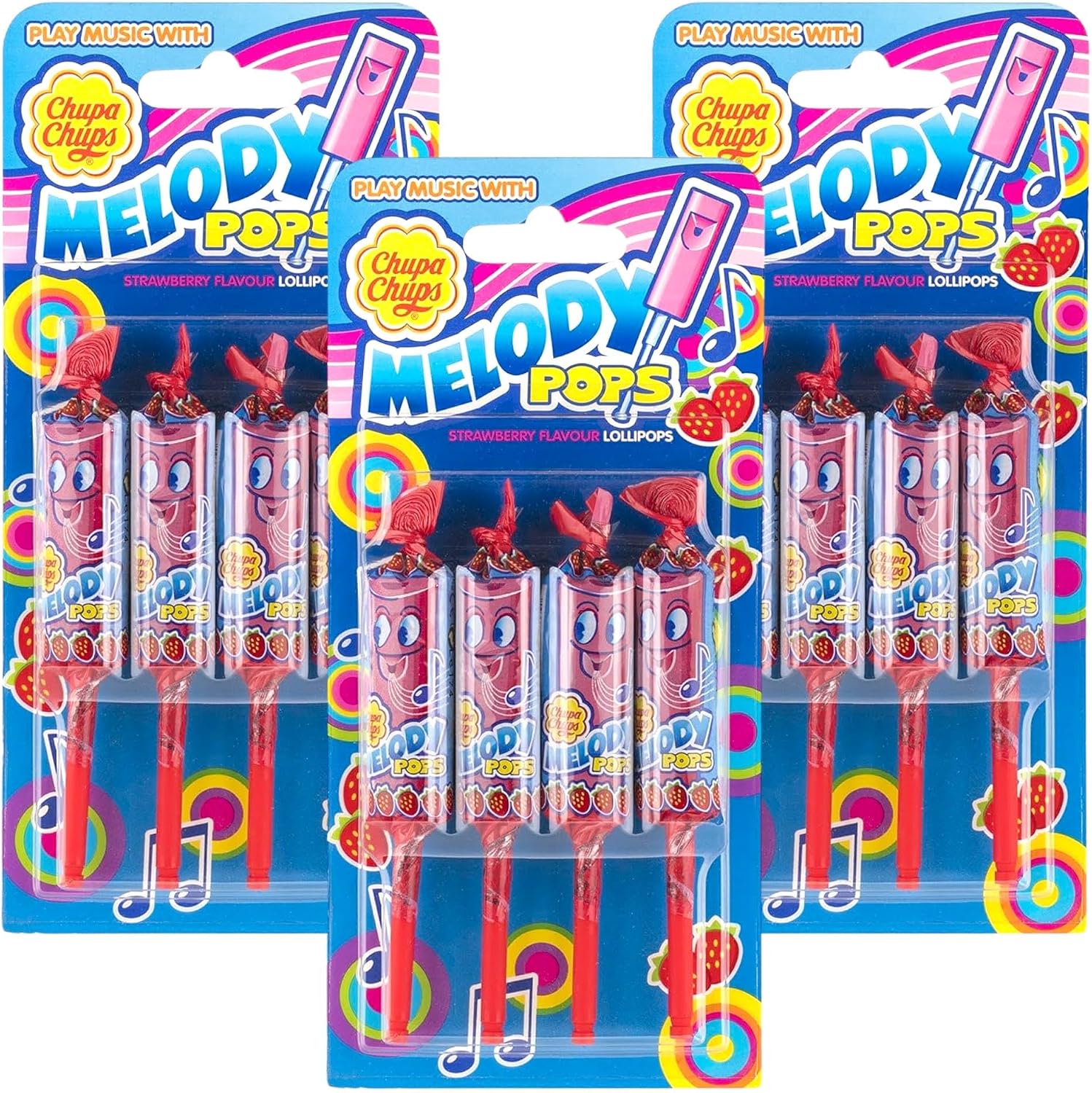 Chupa Chups Strawberry Melody Pops - Fun Strawberry Flavoured Lollipops ...