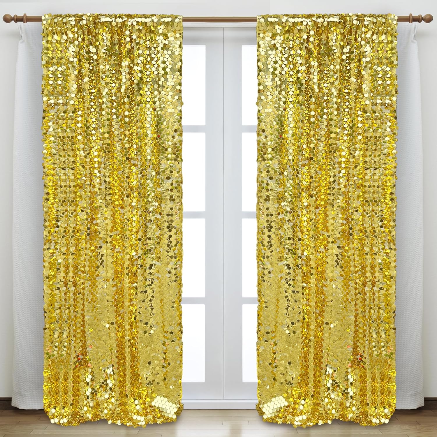 Amazon.com : HMQIANG Gold Payette Sequin Backdrop, 4x10 Feet, 2 Panel ...