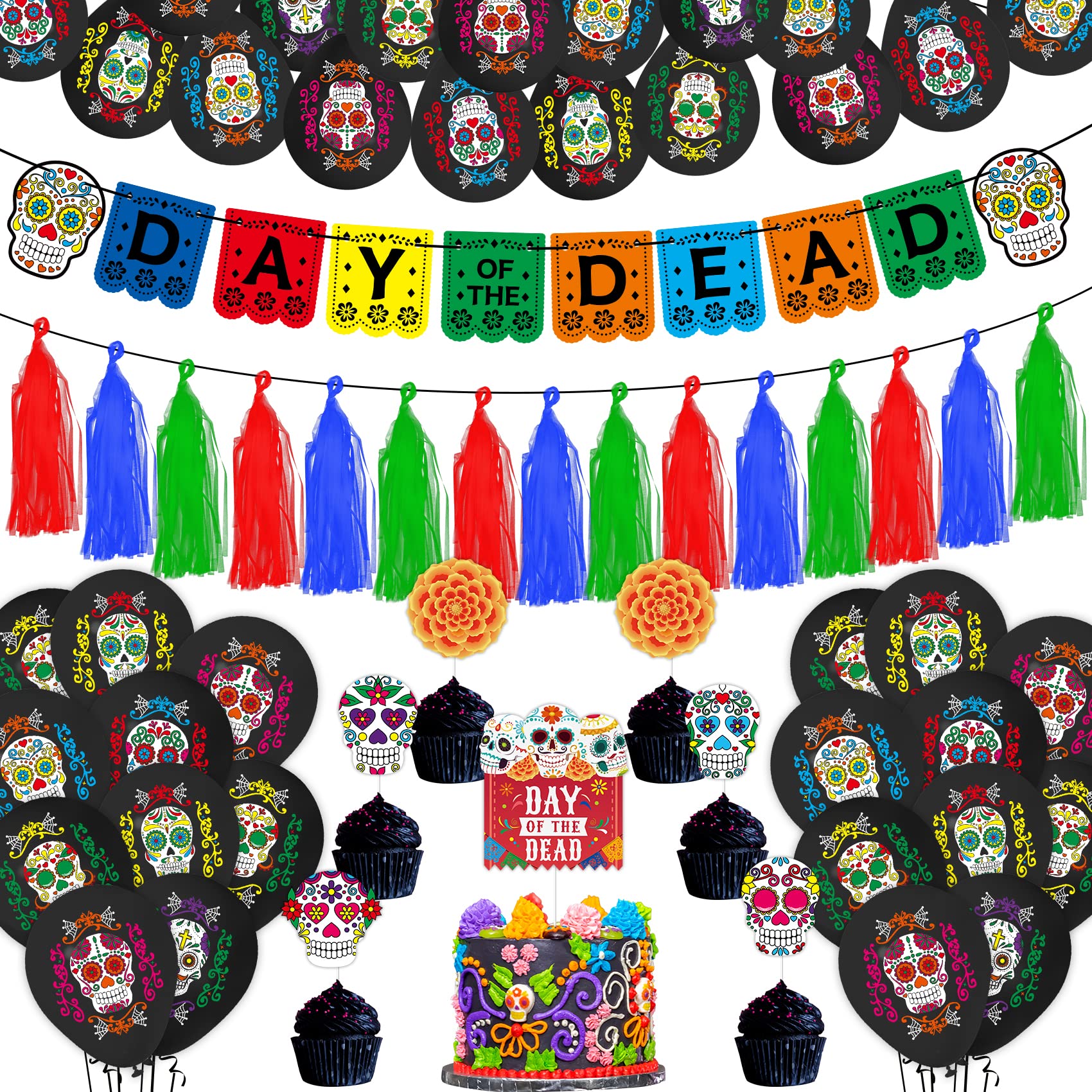 Amazon.com: Funnlot Day Of The Dead Balloons Day Of The Dead Party ...