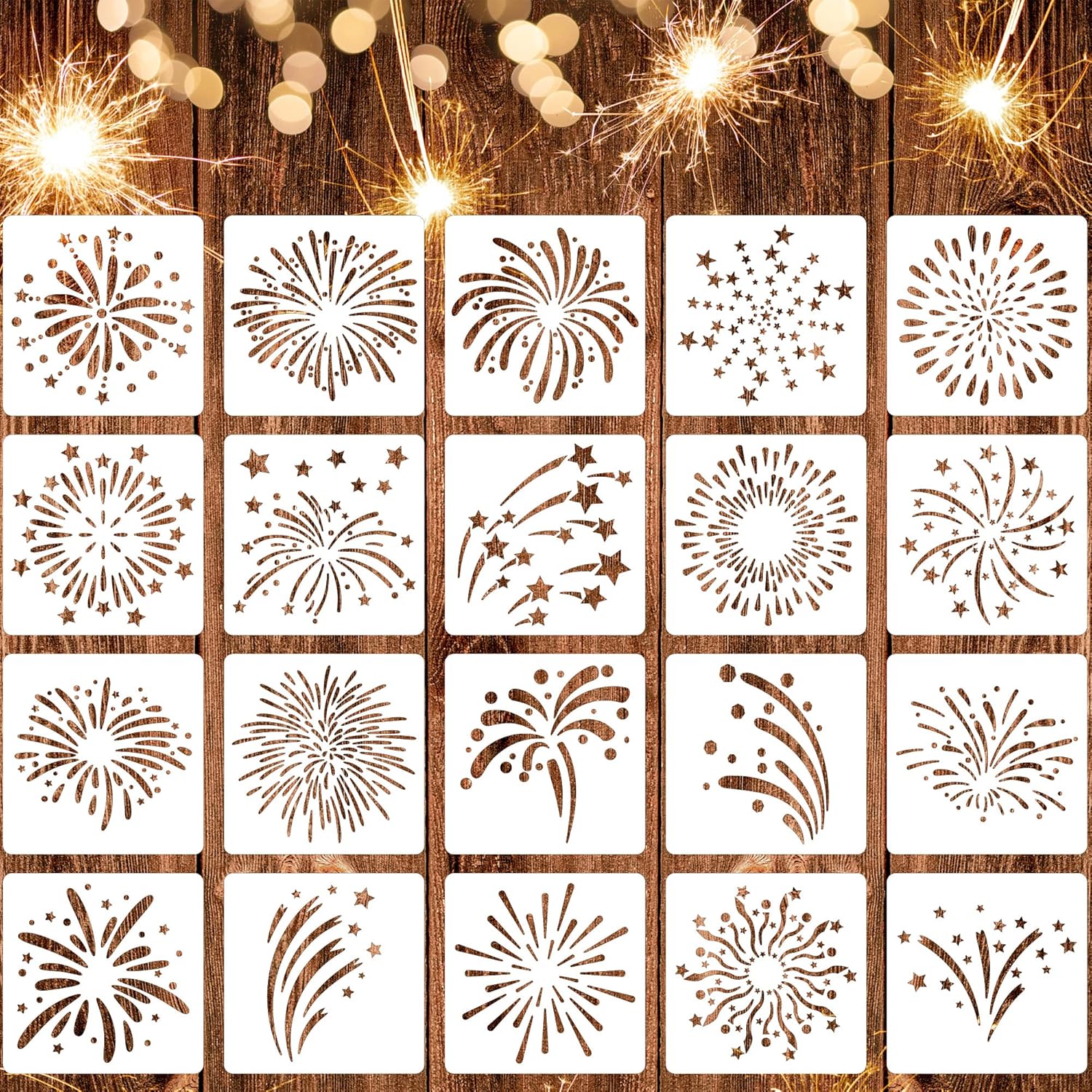 Christmas Fireworks Stencils New Year Firework Stencil Painting ...