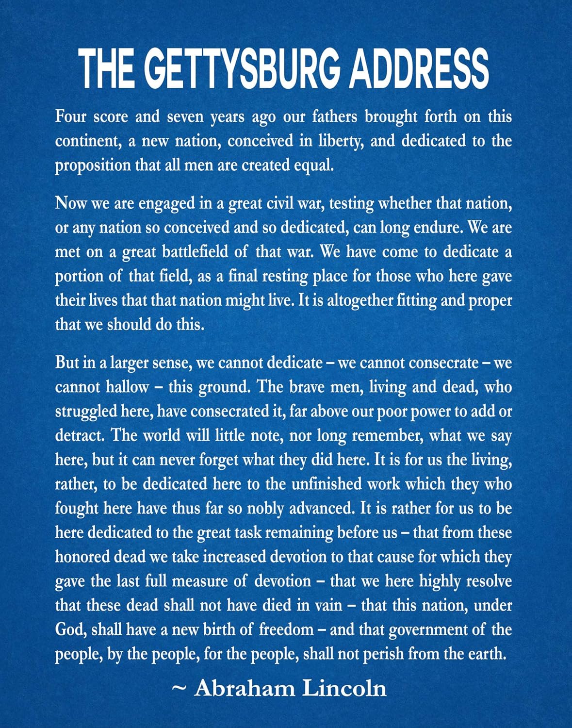 Amazon.com: Wallbuddy Abraham Lincoln The Gettysburg Address Speech by ...