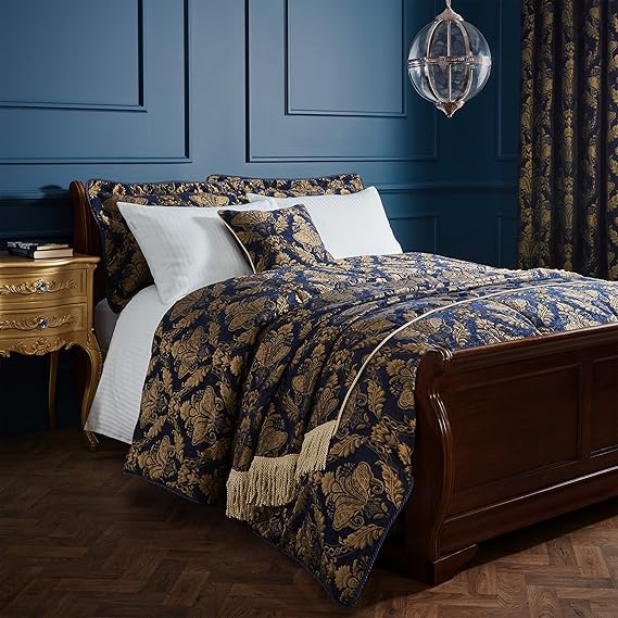 Paoletti Shiraz Bedspread, Navy, 275 x 275cm : Amazon.co.uk: Home & Kitchen