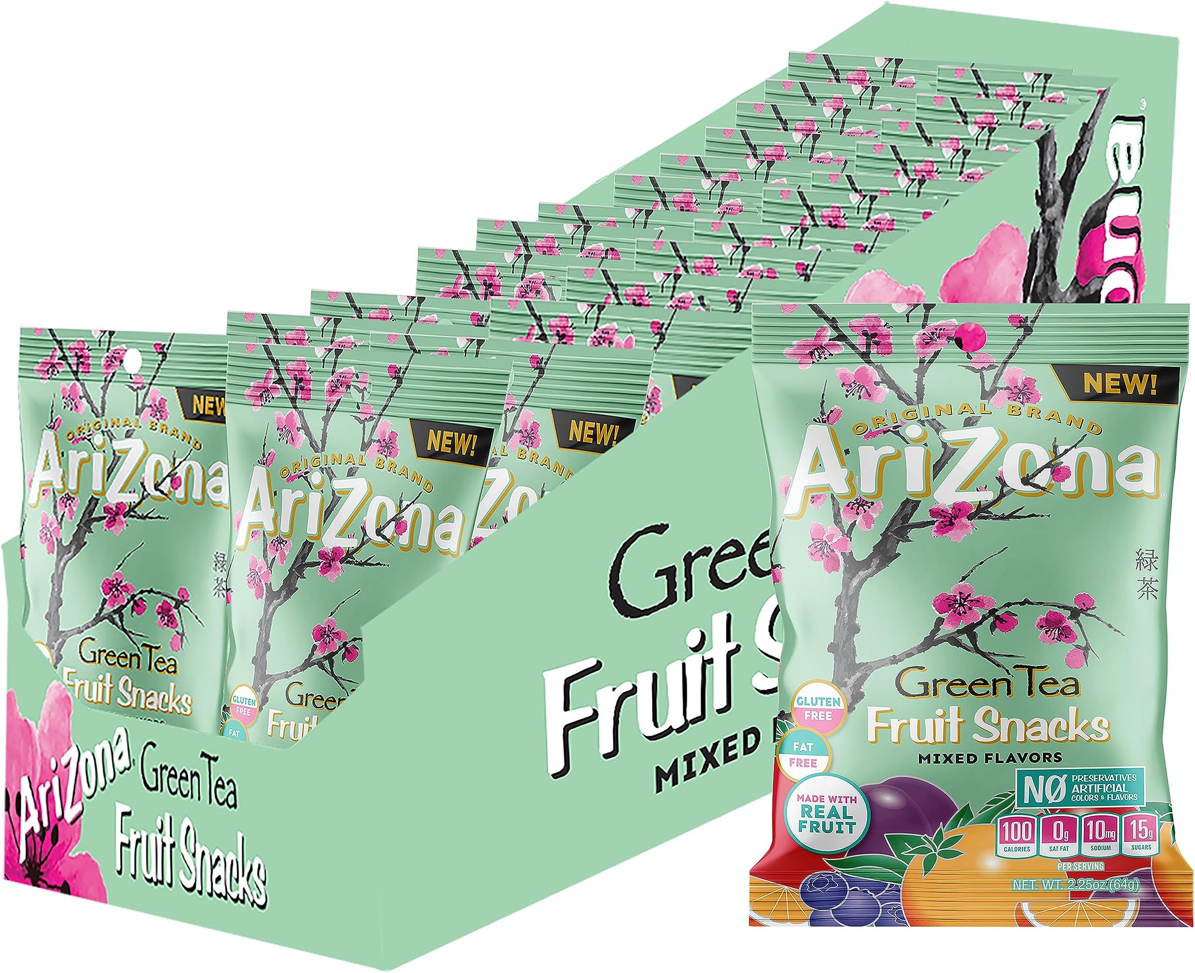 Amazon.com: AriZona Fruit Snacks, Green Tea Gluten Free Gummy Chews, 2. ...