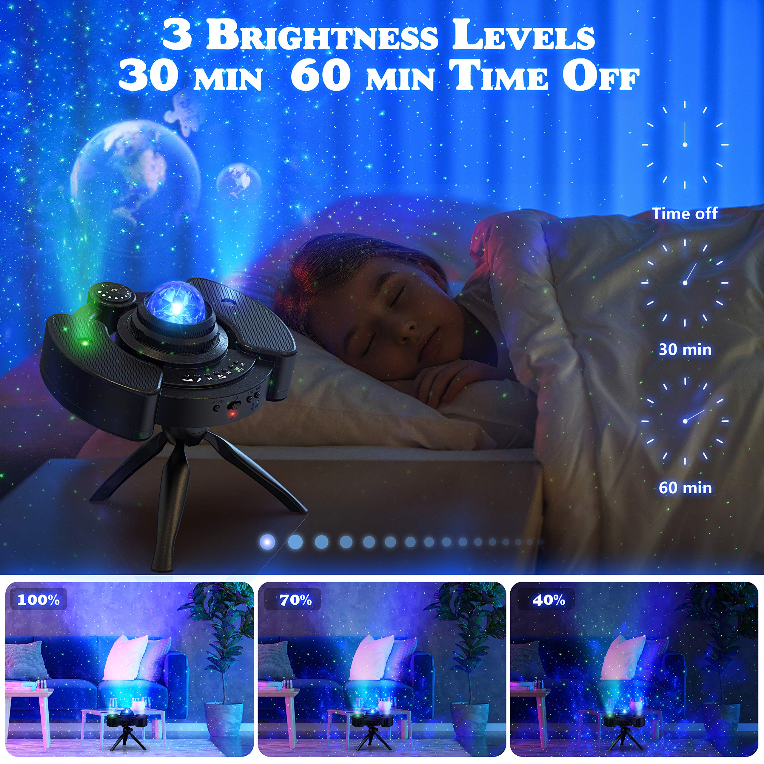 Star Projector Bedroom TIK Tok Night Light USB Operated with Adjustable ...