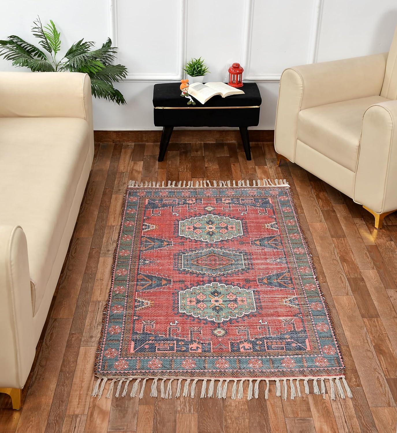 Buy MEHAR Kart Chindi Handmade Printed Modern Dhurrie/Rugs/Carpet for ...