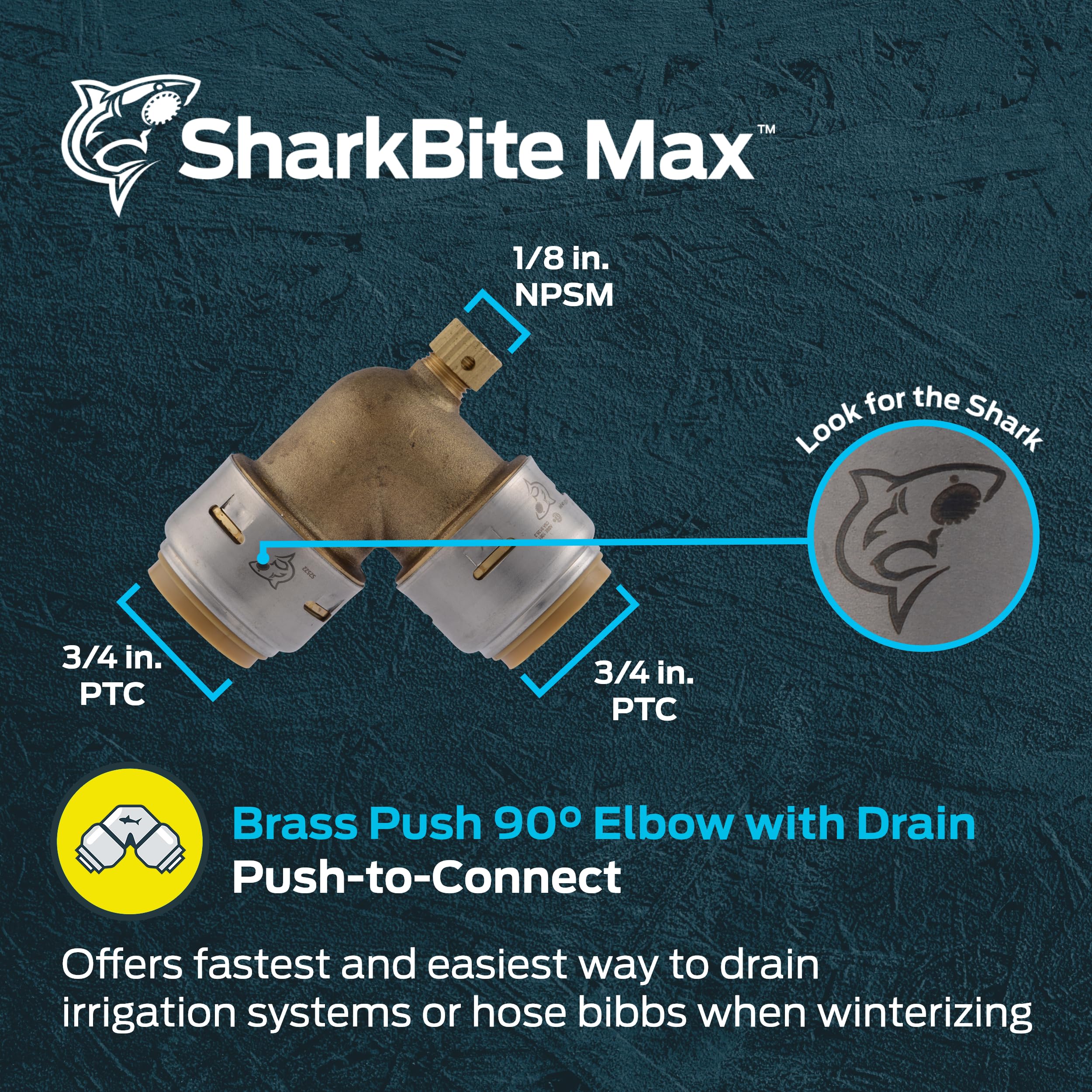 Snapklik.com : SharkBite Max 3/4 Inch 90 Degree Elbow