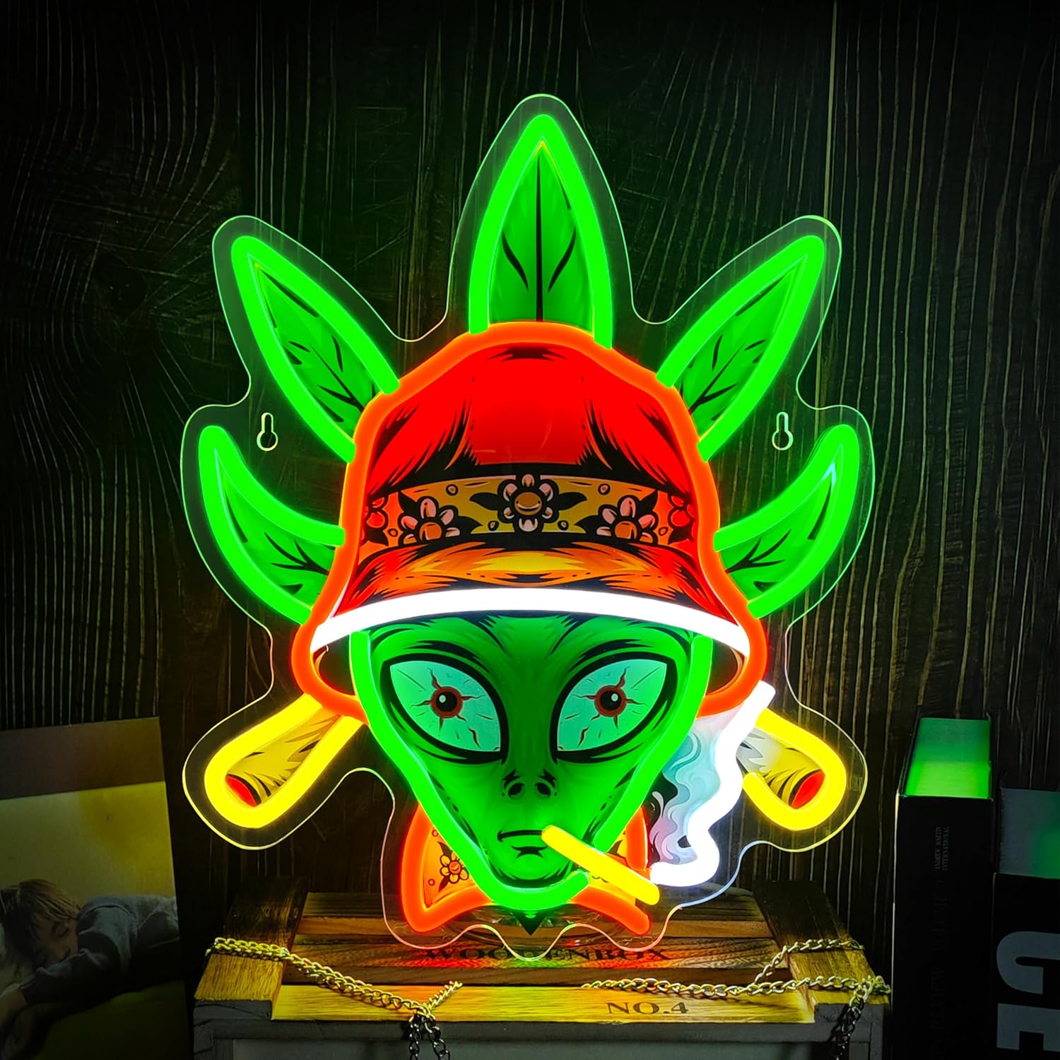 zidoni Green Alien Neon Sign Alien Neon Signs for Wall Decor Dimmable ...