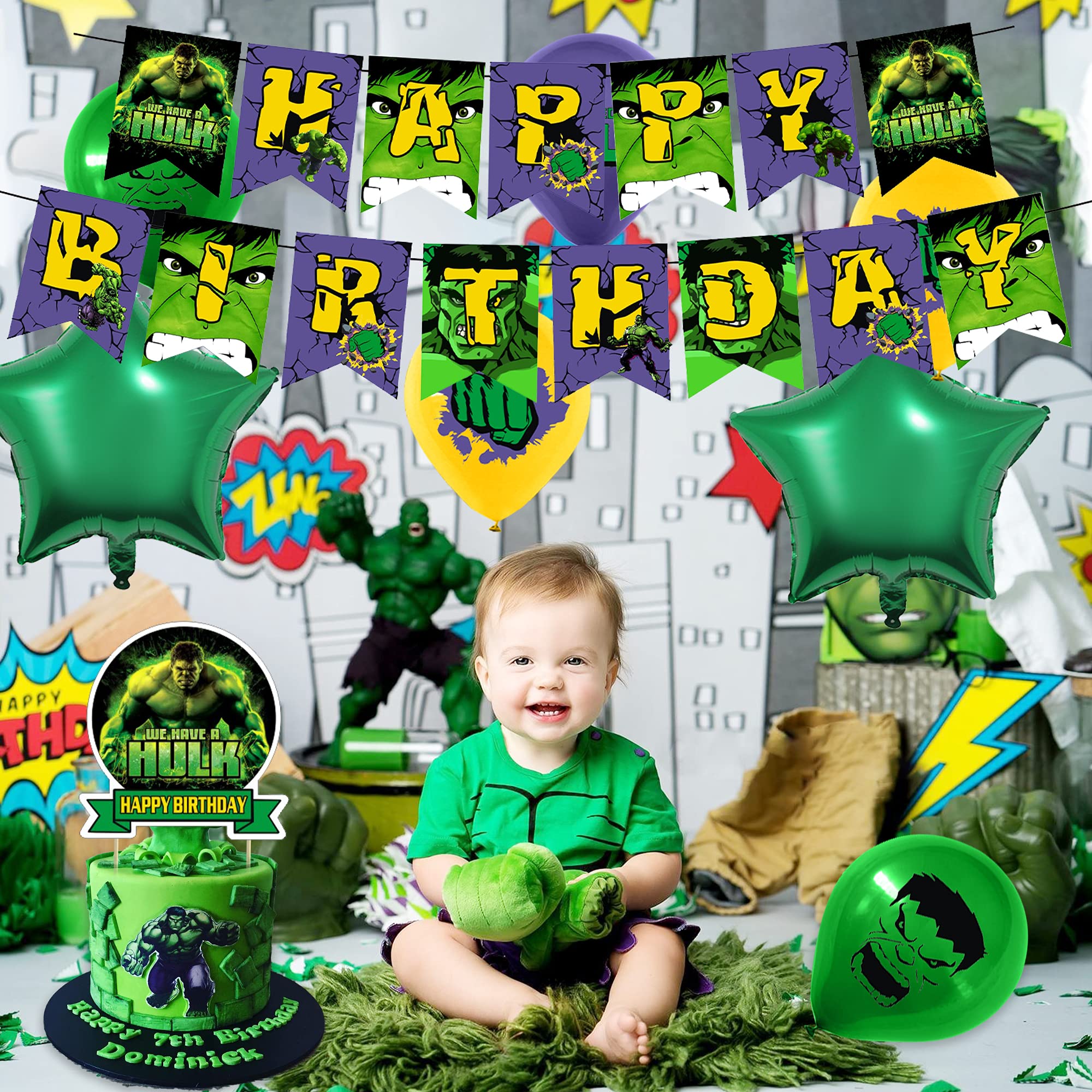 46pcs Hulk Party Decorations, Superhero Hulk Theme Birthday Party ...