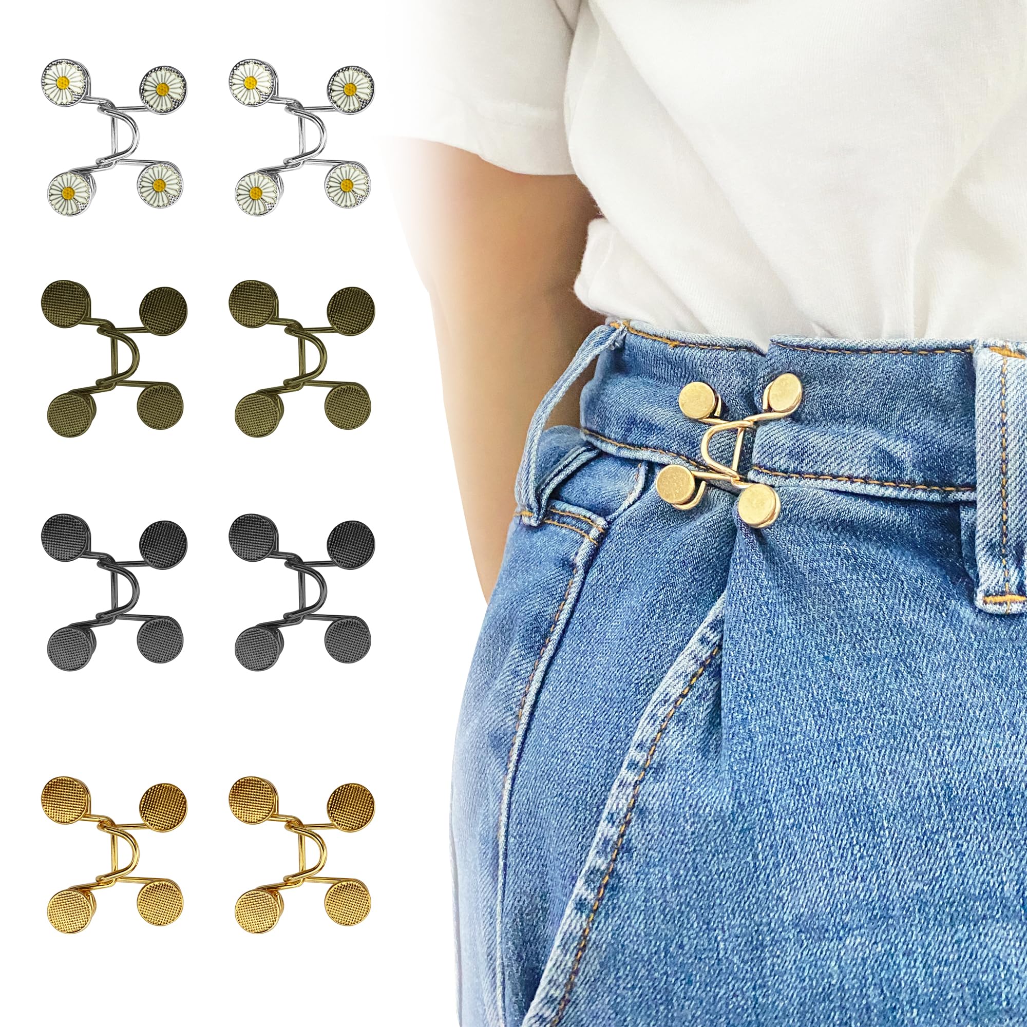 Amazon.com: 8 Sets 4 Colors Pant Waist Tightener, Jean Button Pins Kit ...