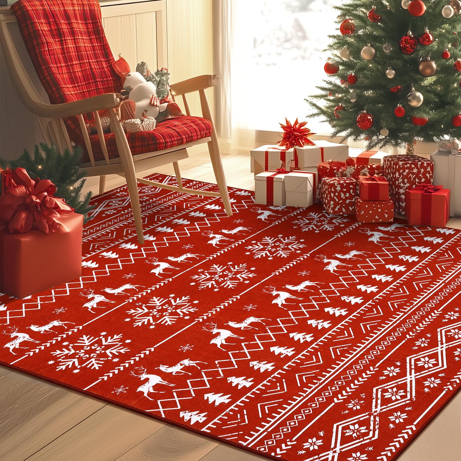 Amazon.com: Yamaziot Christmas Area Rug 4x6, Non-Slip Washable ...
