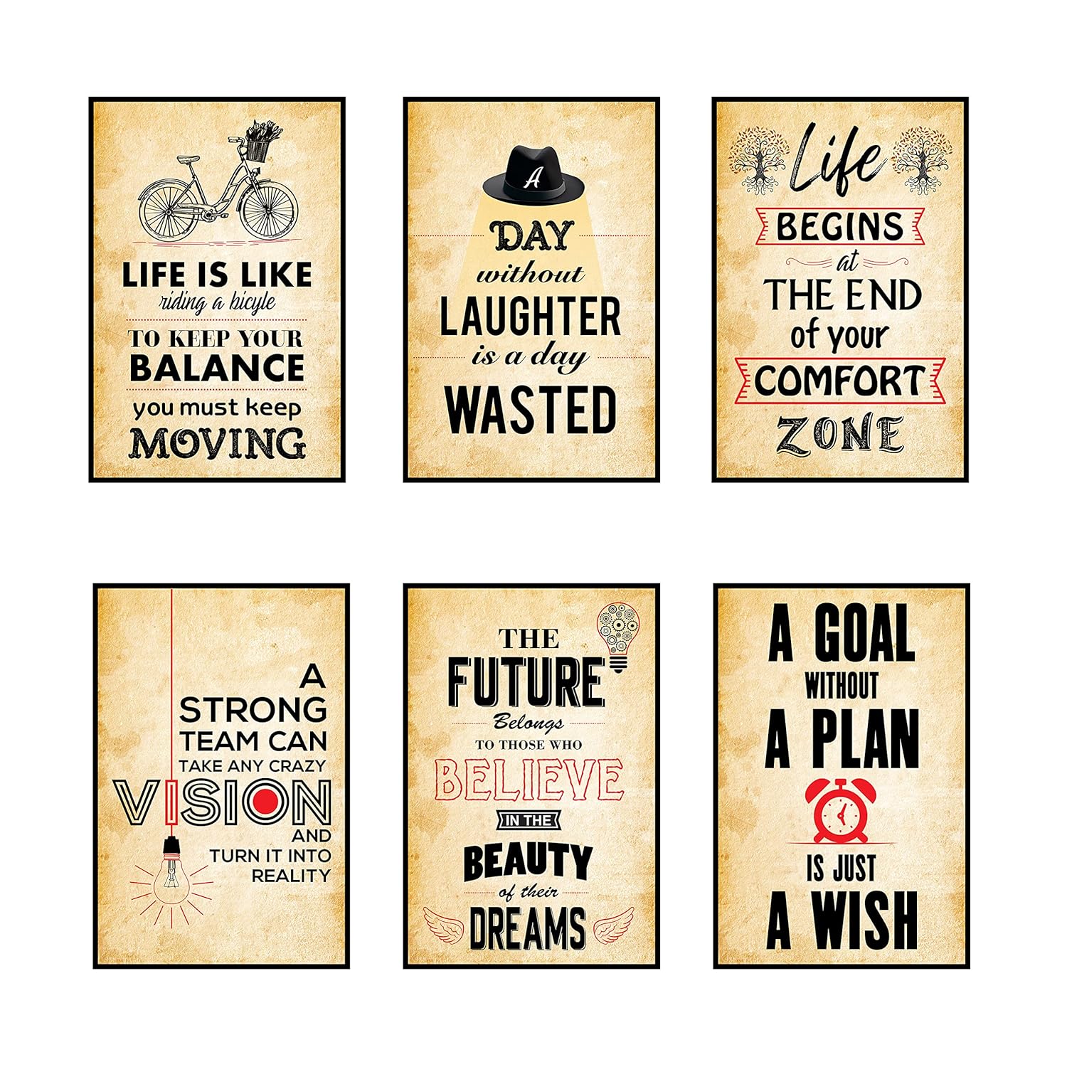 rousrie Aesthetic Wall Motivational Posters (Pack of 6) Wall Collage ...