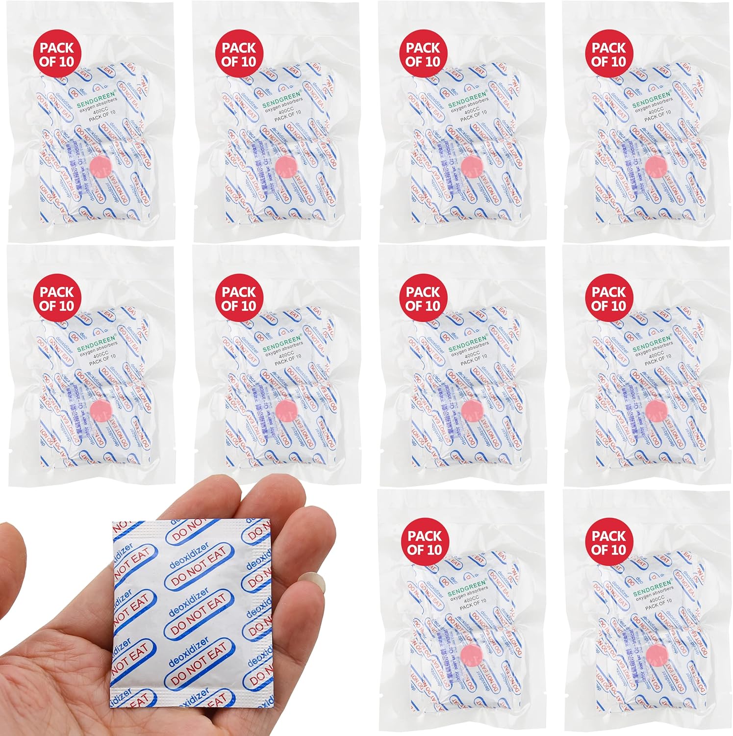 Amazon.com: SENDGREEN 500CC Oxygen Absorbers for Food Storage (10X10 ...