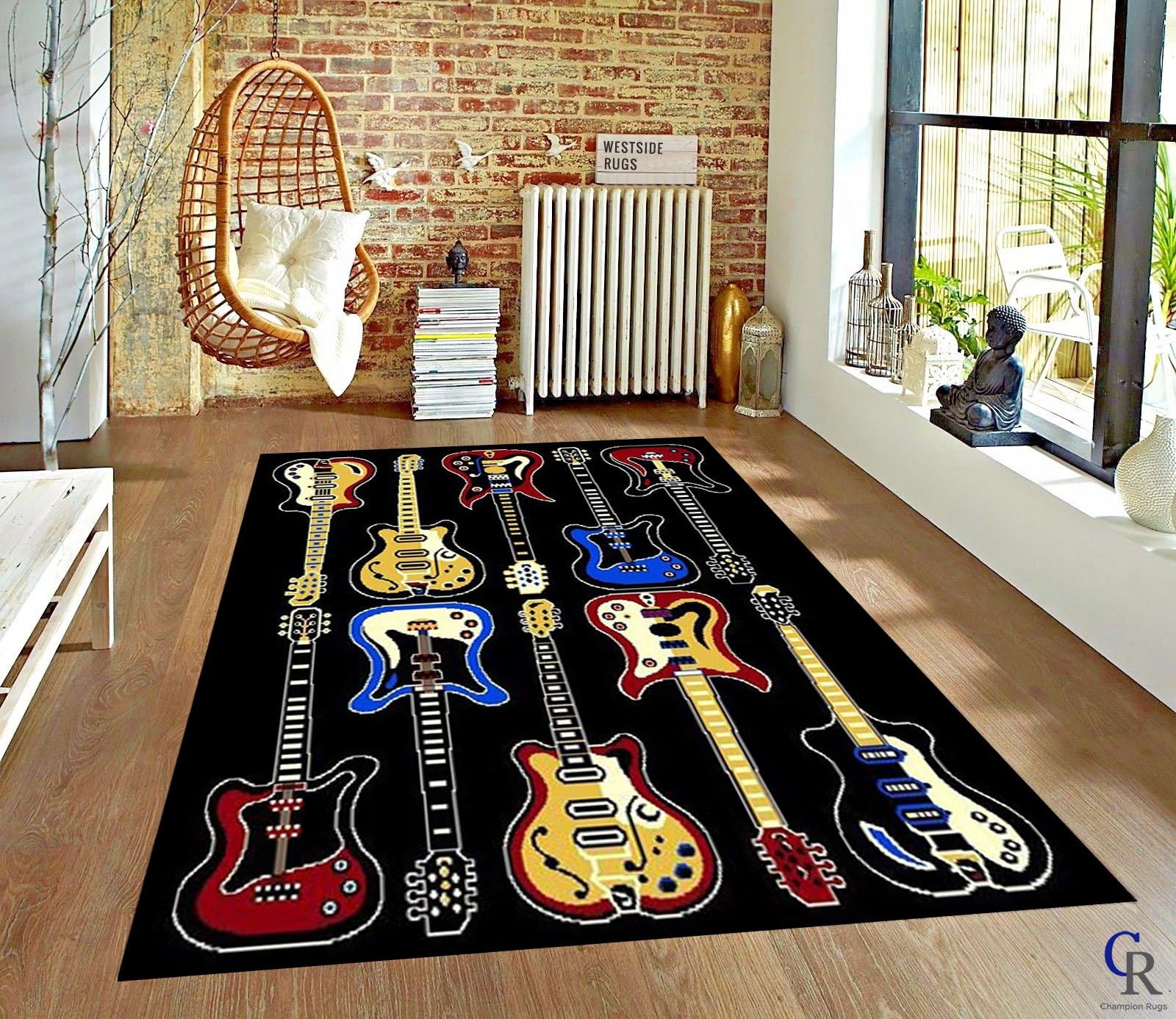 Amazon.com: Electric Guitar Rug Musical Instrument Guitar Pattern Area ...