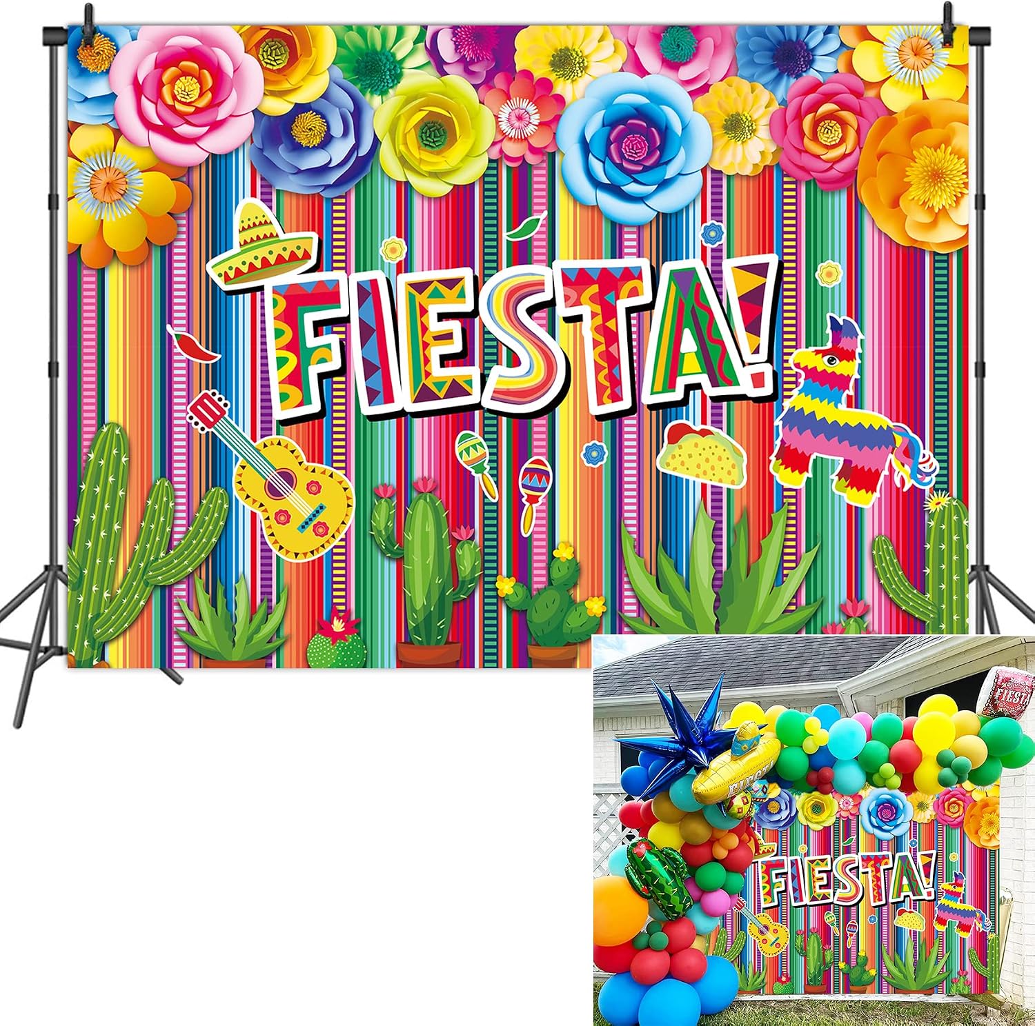 Amazon.com : BAIFNEZ 7x5FT Mexican Fiesta Colorful Stripes Photography ...