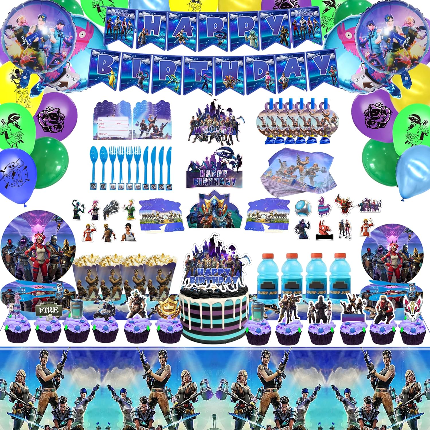 Amazon.com: 264PCS Video Game Party Supplies Birthday Decorations for ...