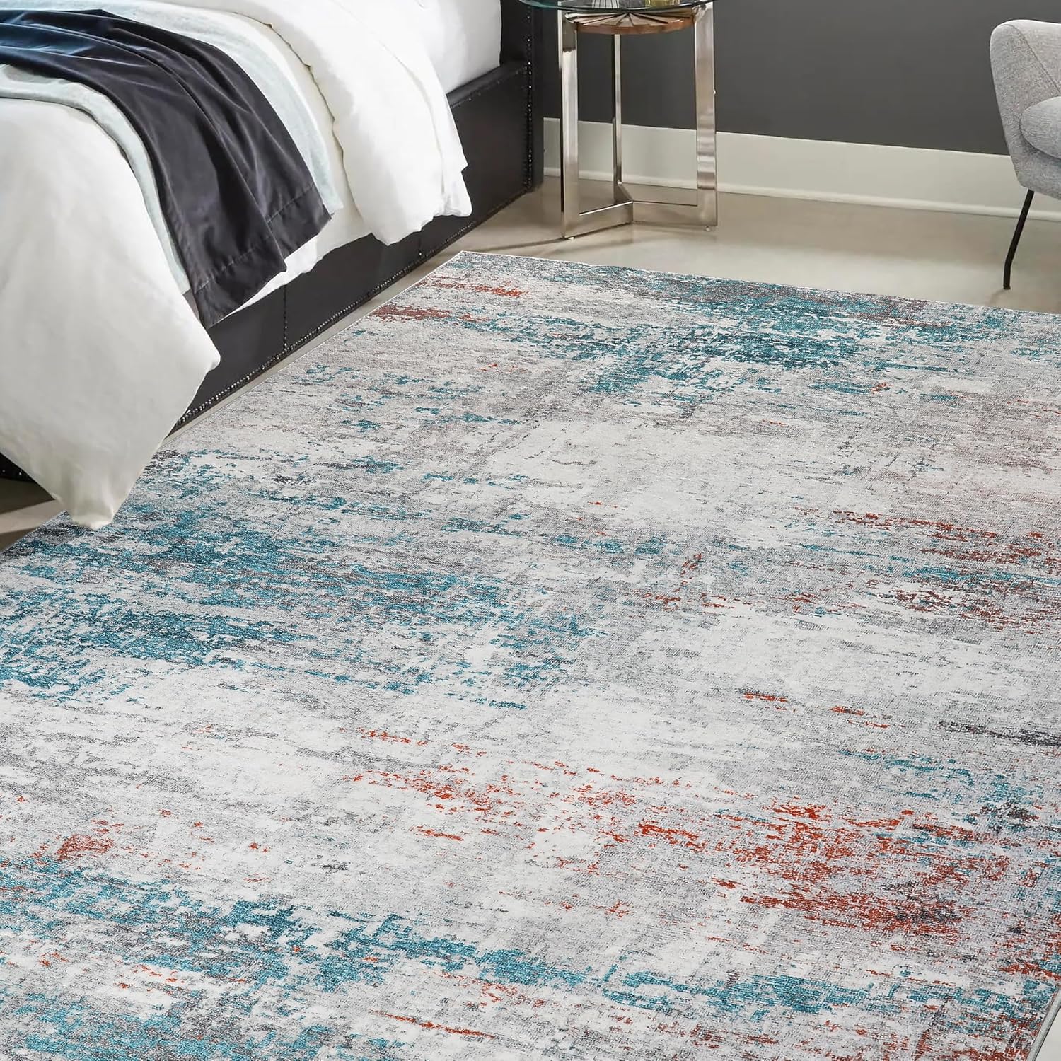 Modern Abstract Area Rug, 6x9 Washable Rugs for Living Room Bedroom ...