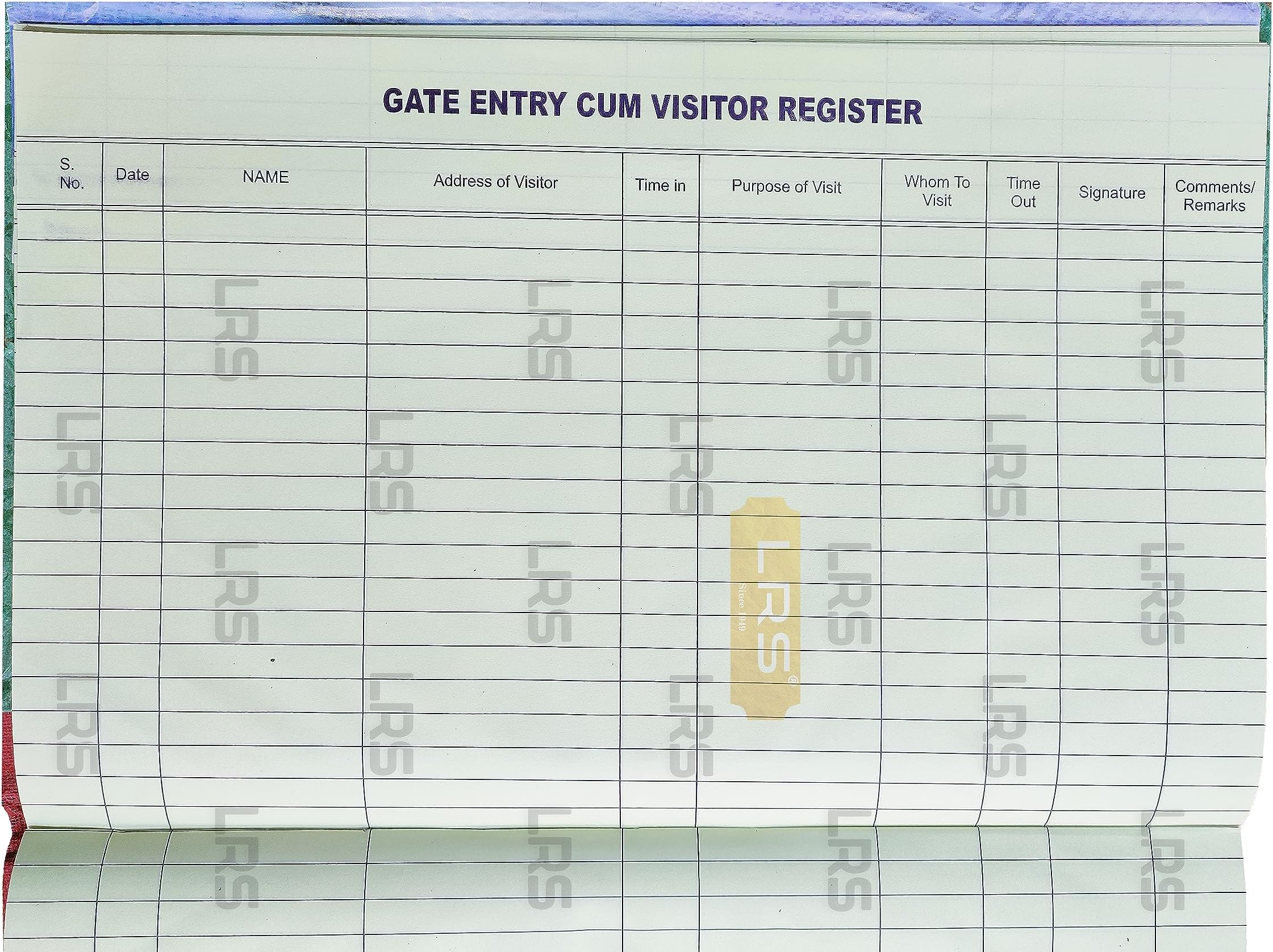 LRS Gate Entry Register for Schools/Offices/Factories/Institutes - 34 * ...