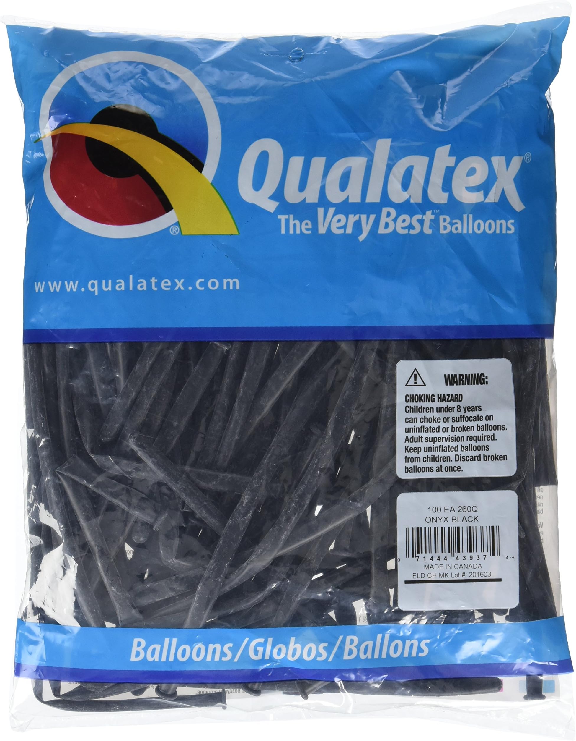 Amazon.com: Qualatex 260Q Onyx Black Tying Balloons (100ct) : Home ...