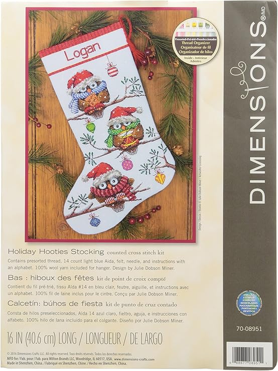 Amazon.com: Dimensions Needlecrafts 70-08951 Holiday Hooties Stocking ...
