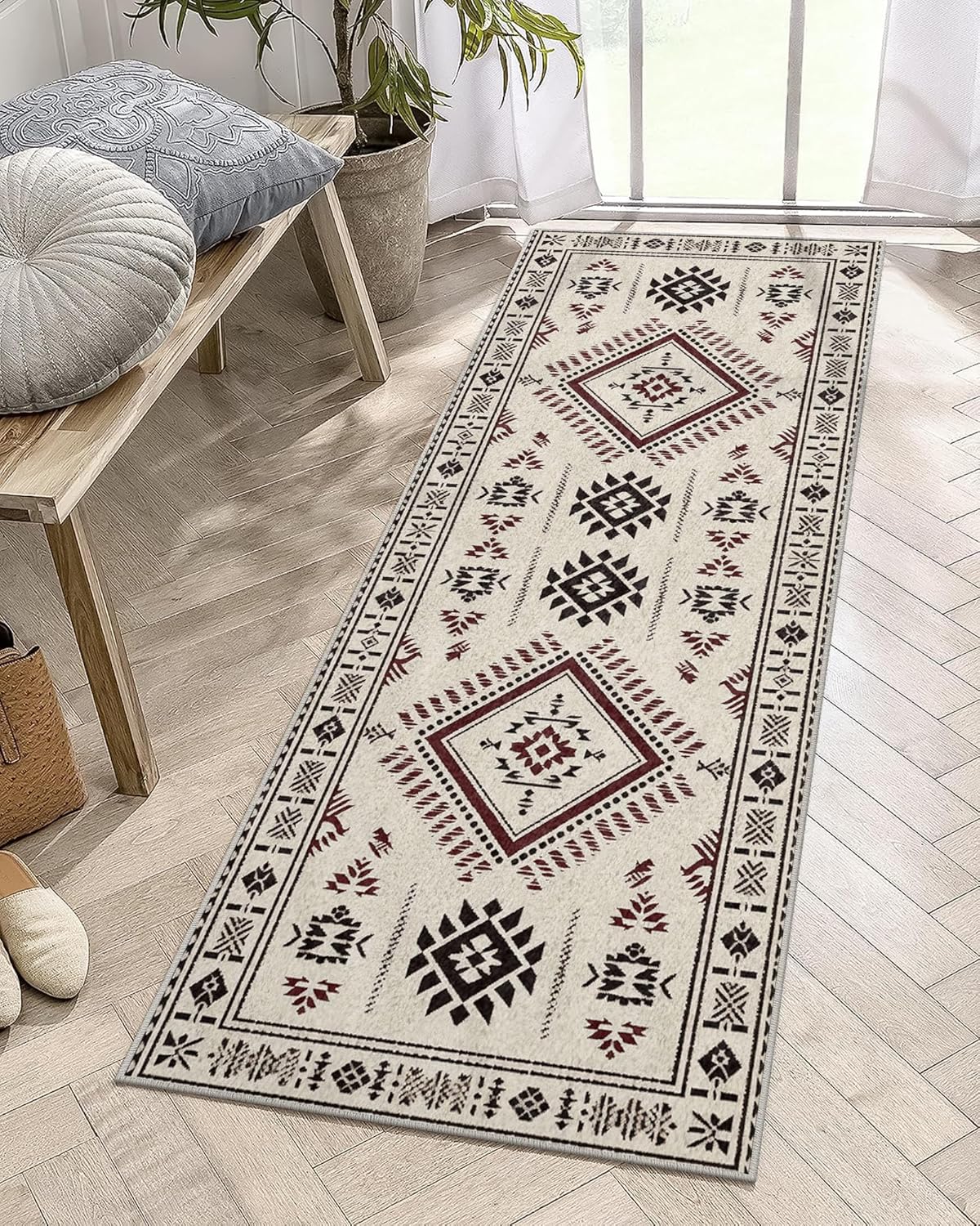 Amazon.com: Washable Runner Rug 3x10 Feet Non Slip Distressed Faux Wool ...