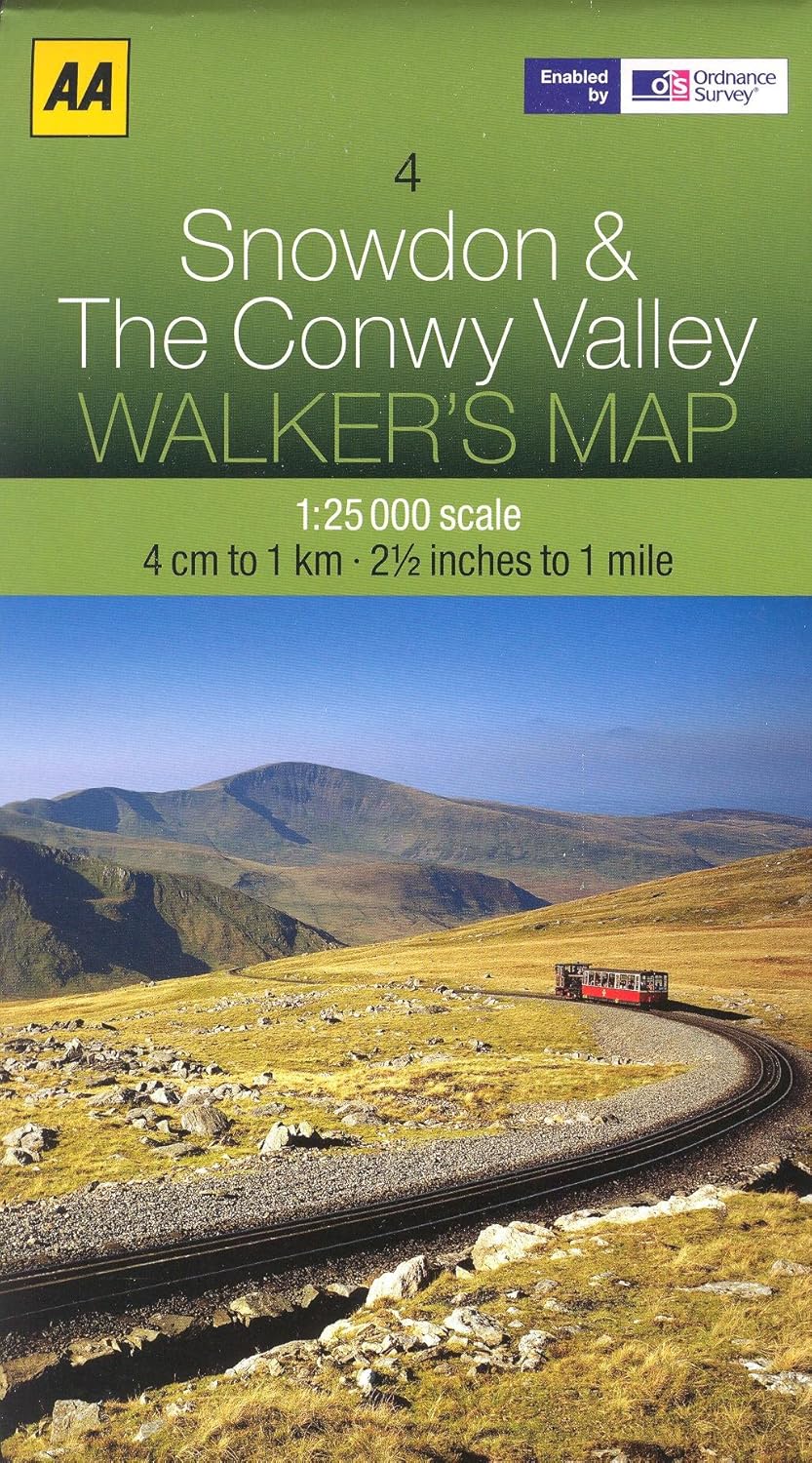 Wales (England) - Snowdon & Conwy Valley 1:25,000 Hiking Map AA #4 ...