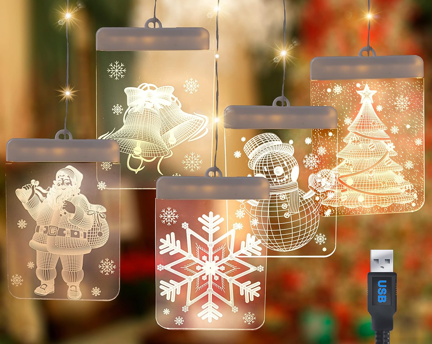 Amazon.com: 5 STAR SUPER DEALS 3D Christmas Hanging LED Window Lights ...