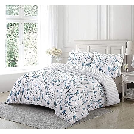 Duvet Cover Sets Reversible Floral Bedding Set, Easy Care Soft Cotton ...