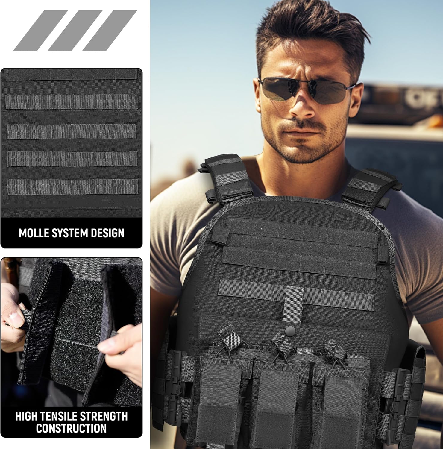 GFIRE Tactical Vest – Airsoft Lightweight Modular 3D Breathable Quick ...