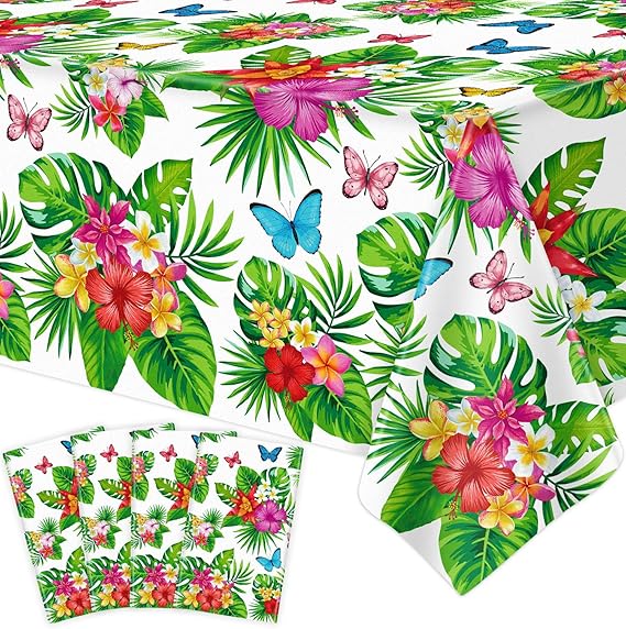 Amazon.com: FVEOCR 4 Pack Tropical Tablecloth Hawaiian Luau Tablecloths ...
