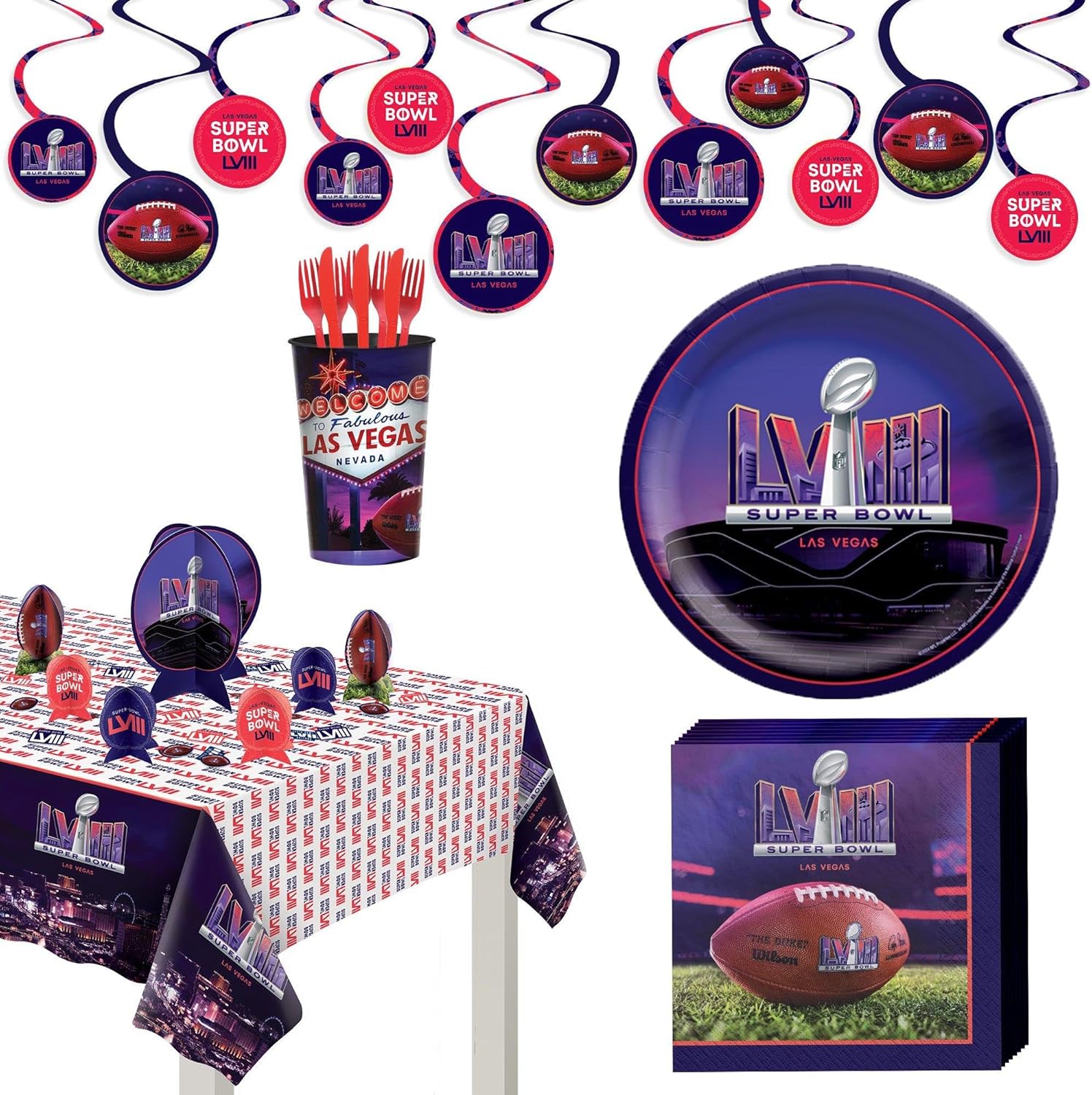 Amazon.com: Party City Super Bowl Tableware Kit for 20 Guests : Home ...