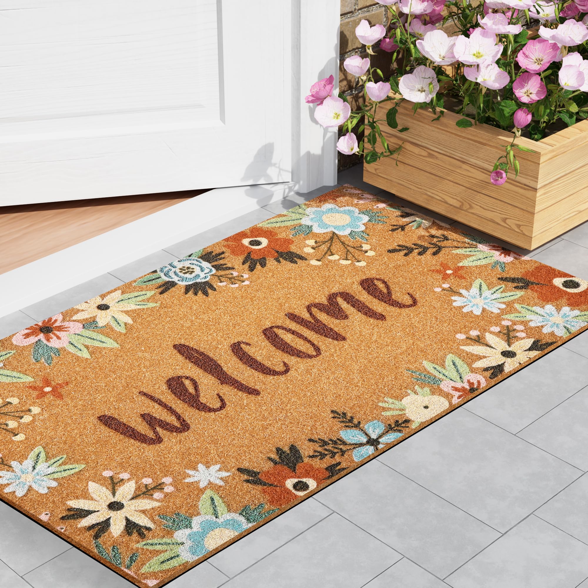 Amazon.com: Door Mat Welcome Outdoor Mat: Artificial Coir Doormat for Outdoor Outside Indoor ...