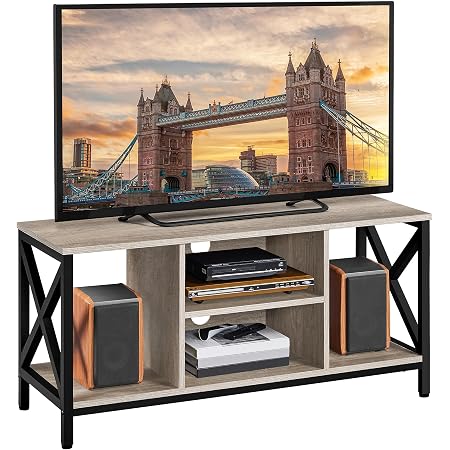 Yaheetech TV Stand for 50 Inch TV, Industrial TV Cabinet with X-Shape ...
