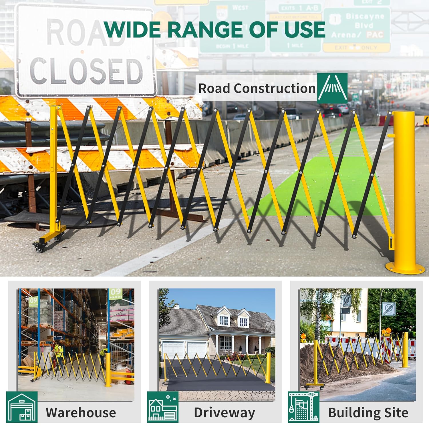 YITAHOME Barricada extensible de metal, puerta de seguridad plegable de ...