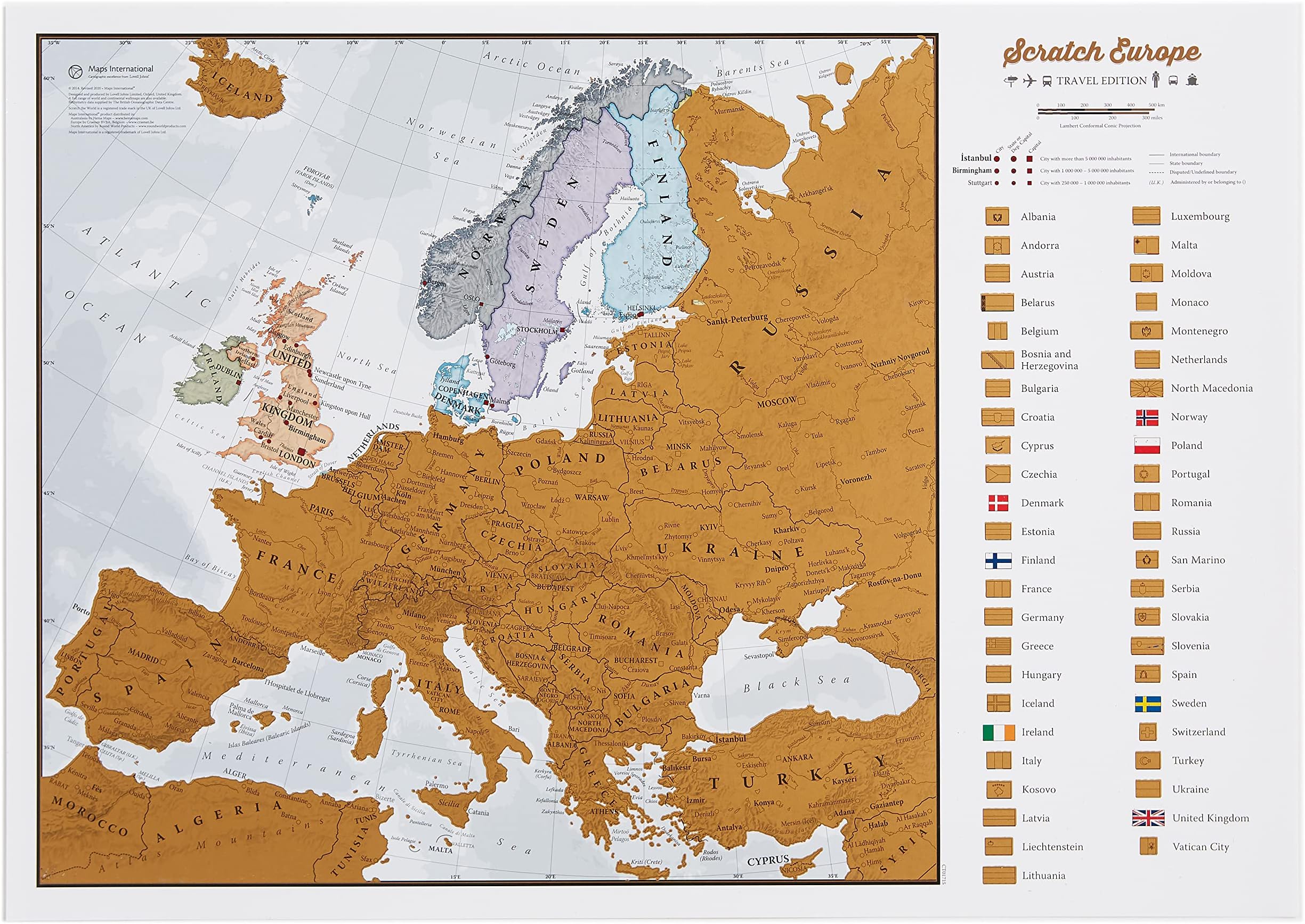Maps International - Mapa rascable, edición europea, cartografía ...