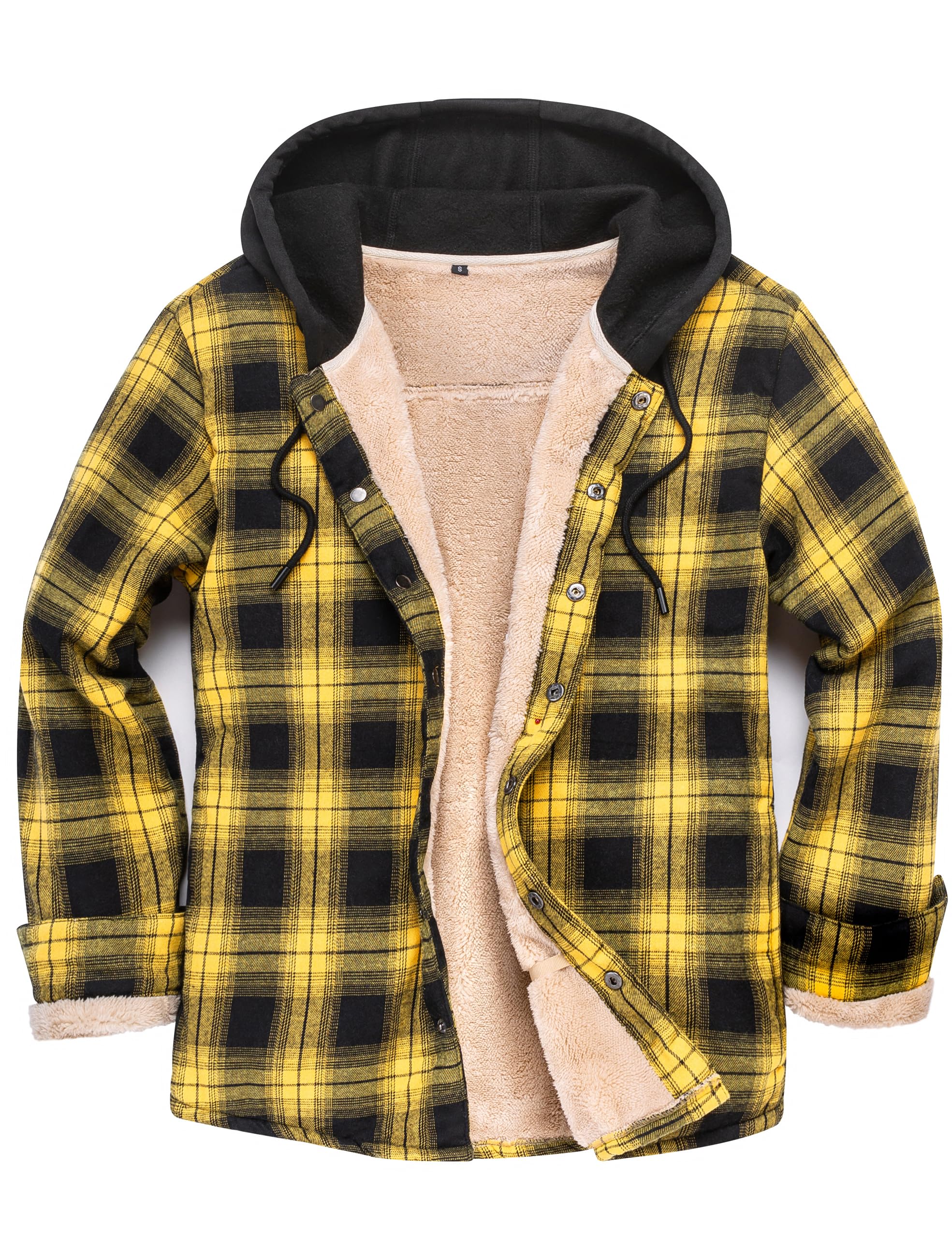 IVUMA Men's Cotton Plaid Long Sleeve Shirts Jacket Fleece Lined Flannel ...