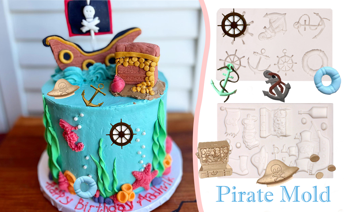 Pirate Cake Topper Fondant Prate Theme Cake Topper BUNDLE; Parrot ...