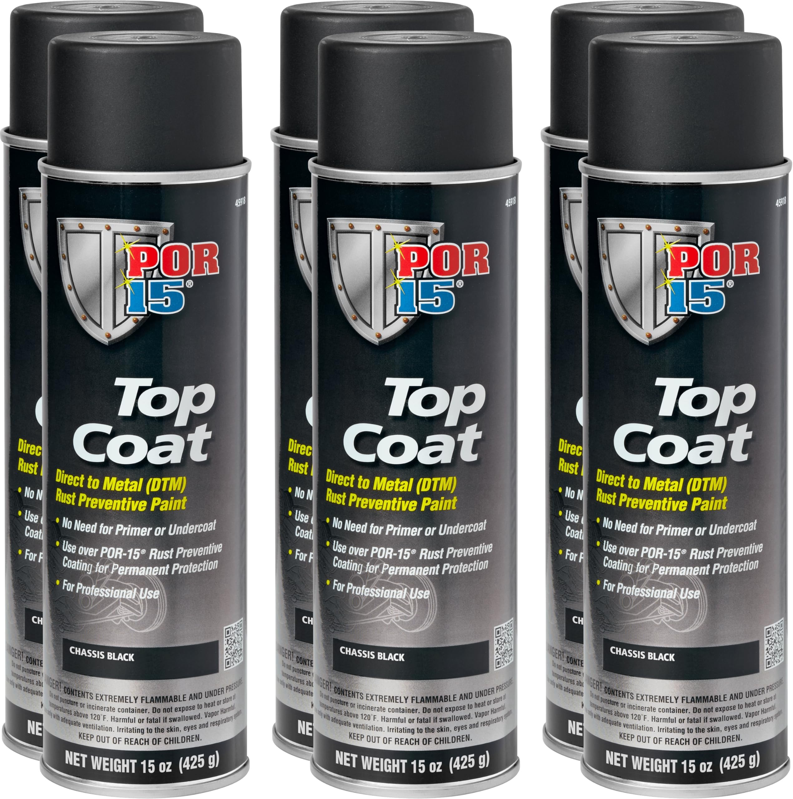 Amazon.com: POR-15 6 PK, Chassis Black Satin, Top Coat Automotive Spray ...