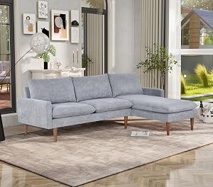 Amazon.com: Lifeand 68'' Cashmere L-Shape Convertible, Modern Sofa ...