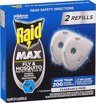 Raid Max Fly and Mosquito Indoor Protection Plug in Refill 2-Pieces ...
