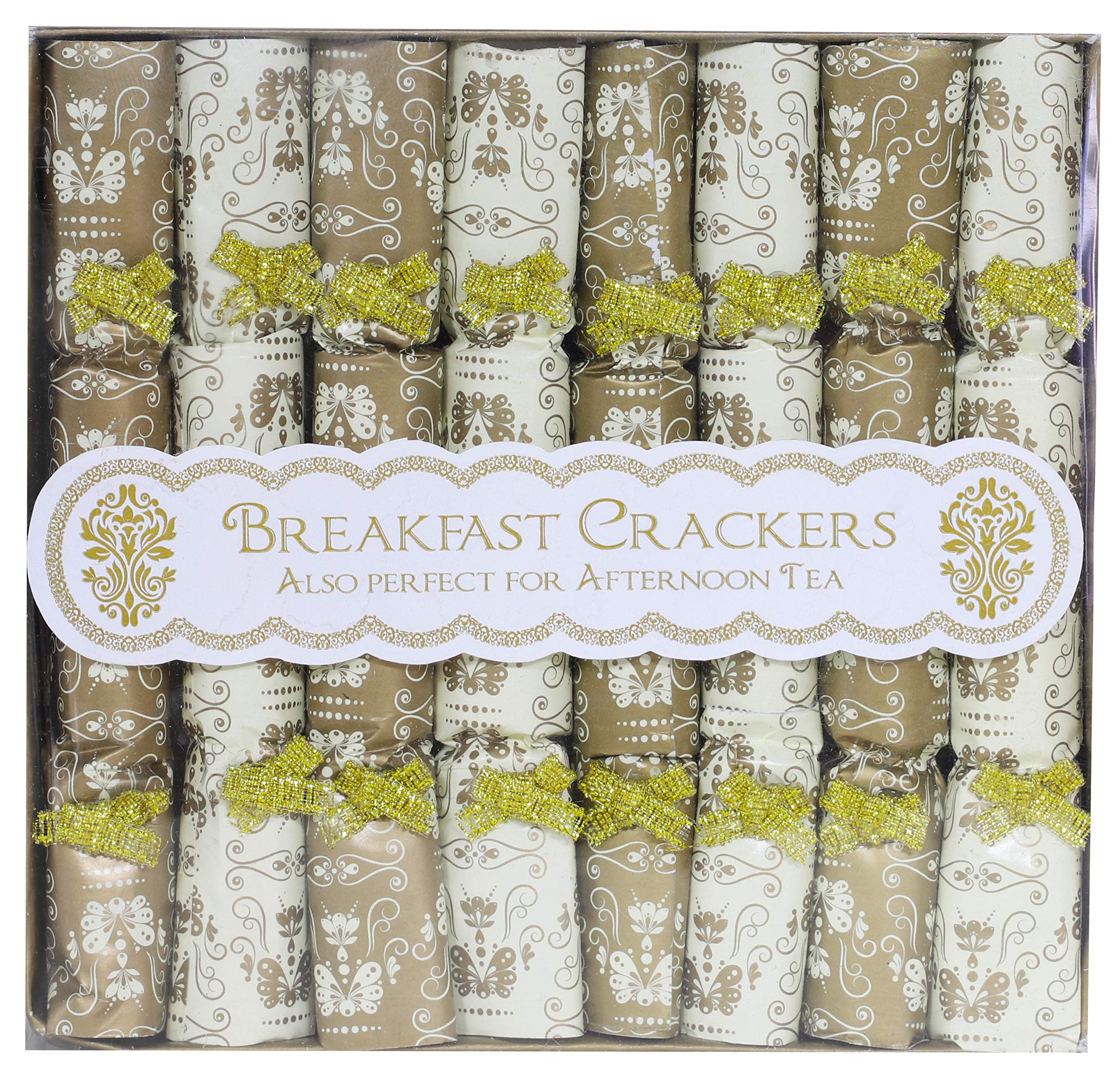 Pack of 8 - Mini Gold Breakfast Crackers - Christmas Crackers - Each ...