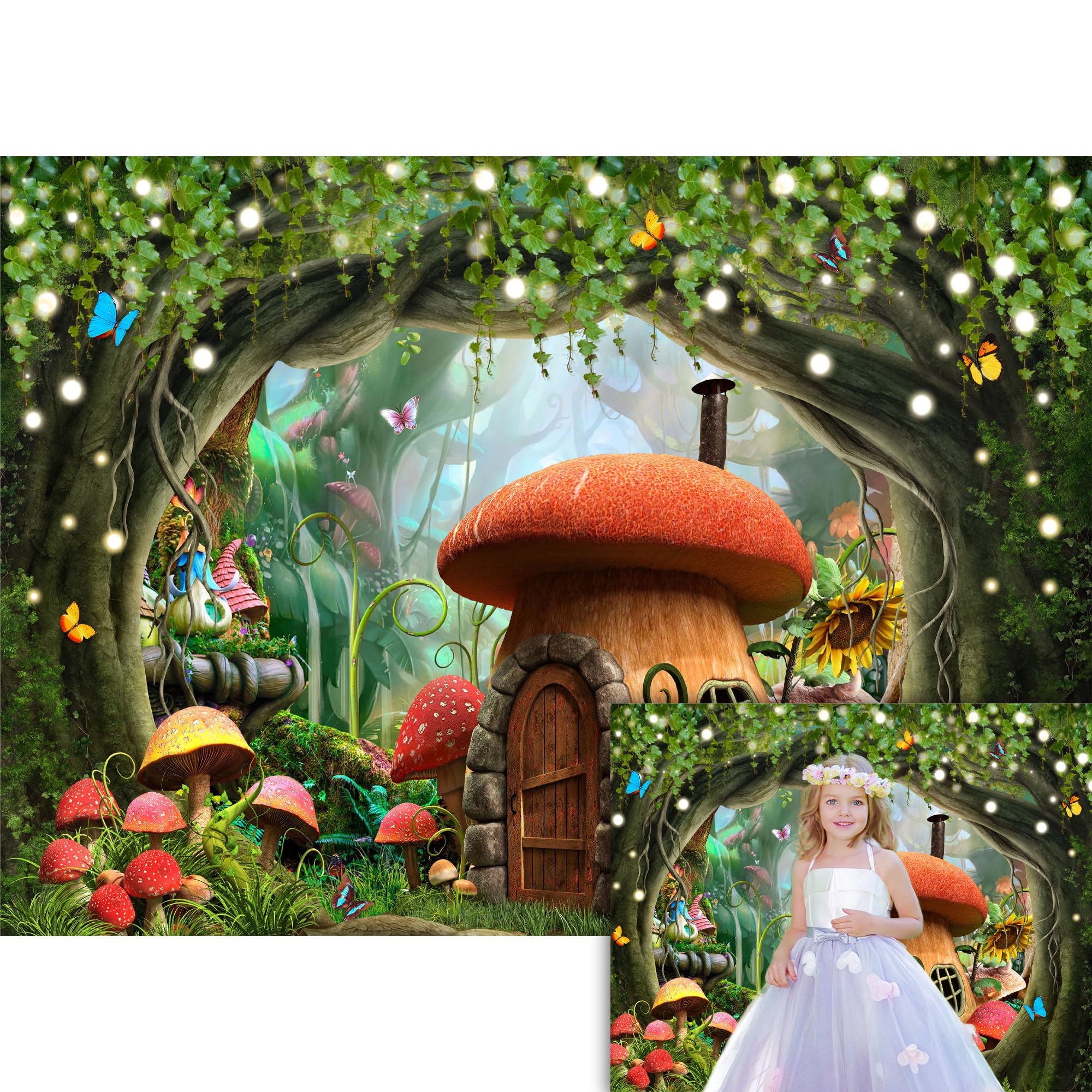 Amazon.com : SeekPro 7x5ft Enchanted Forest Birthday Banner Whimsical ...