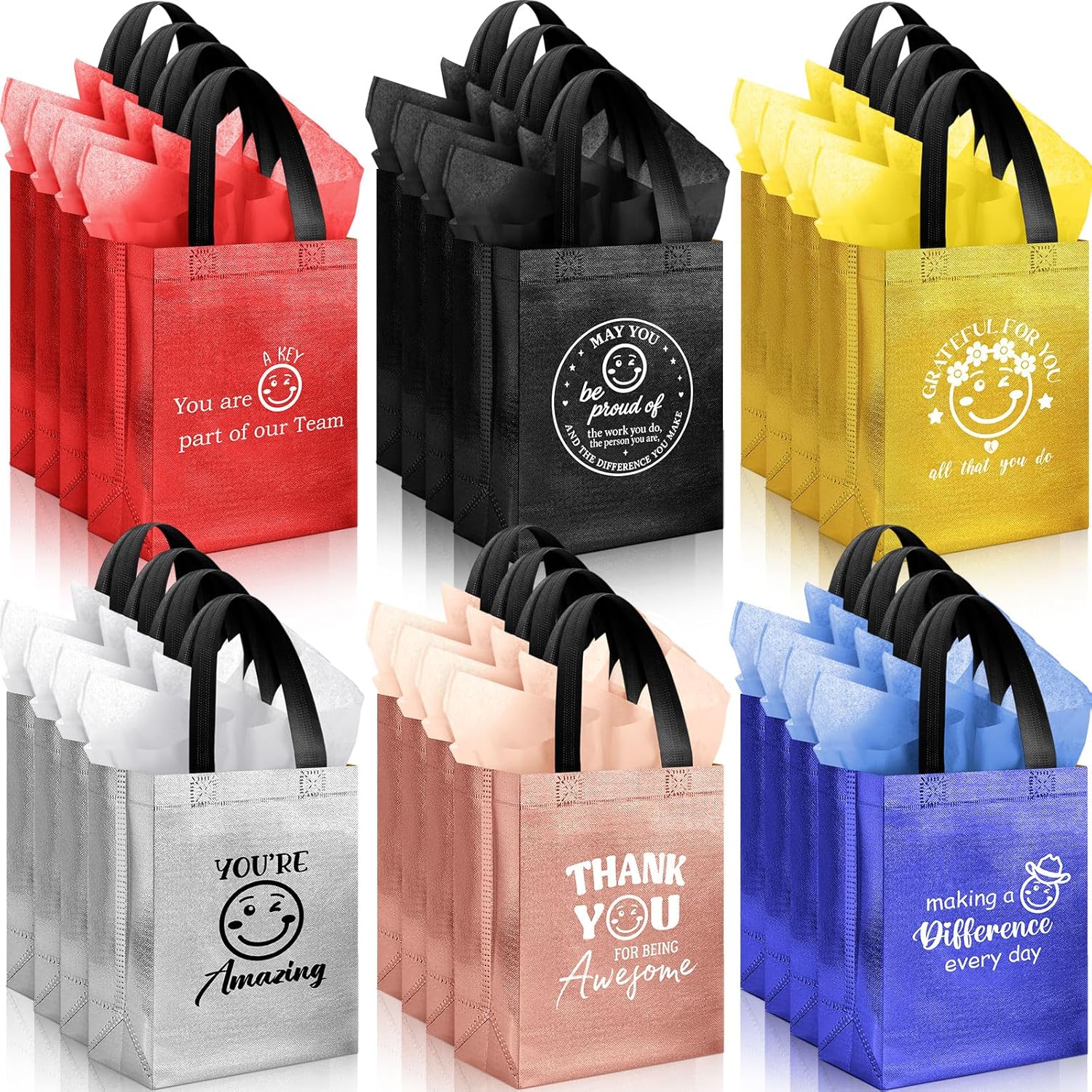 Amazon.com: Kolldenn 24 Pcs Thank You Gift Bags Employee Appreciation ...
