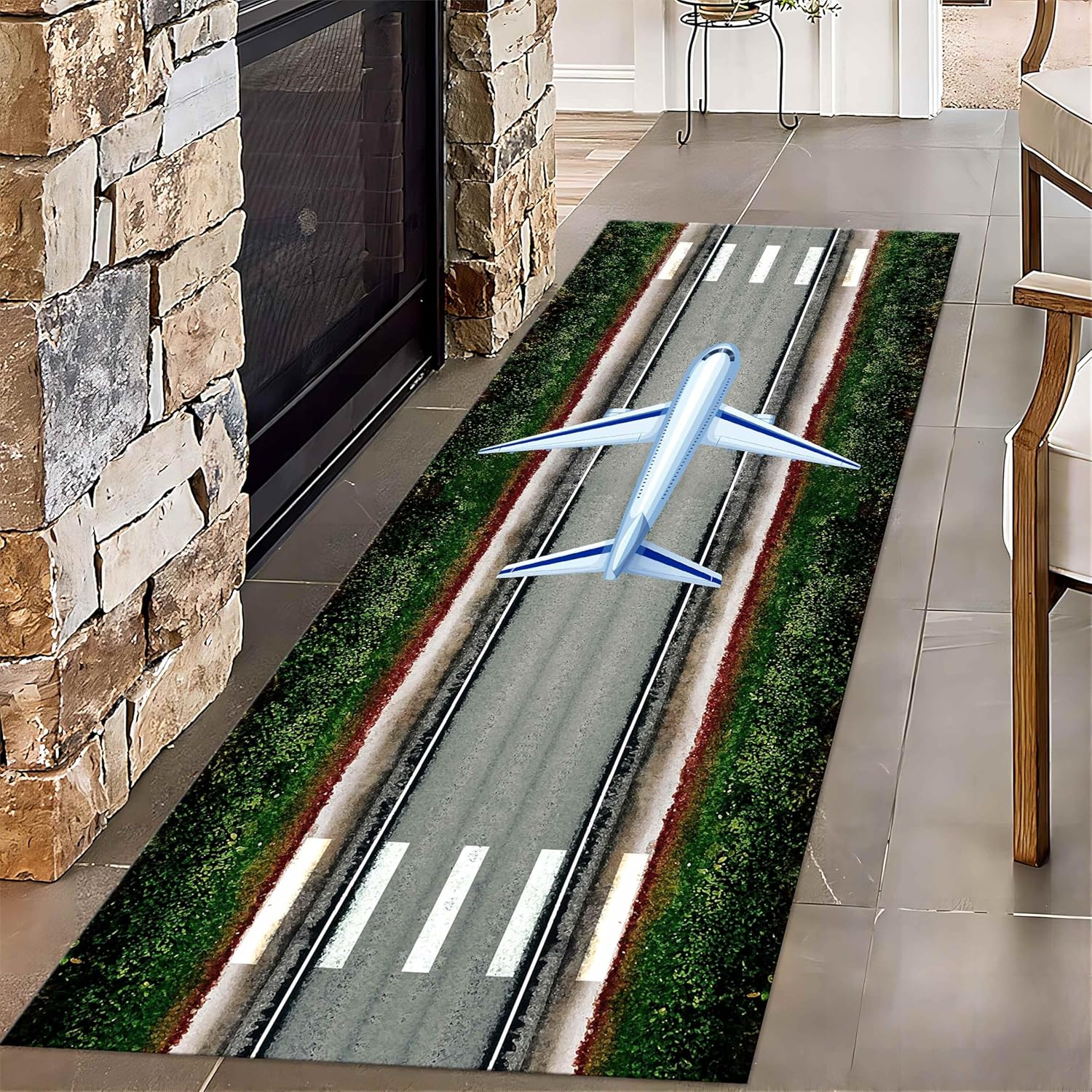Airplane Takeoff Runner Rugs, 2x10ft, Airport Runway Children's Carpet ...